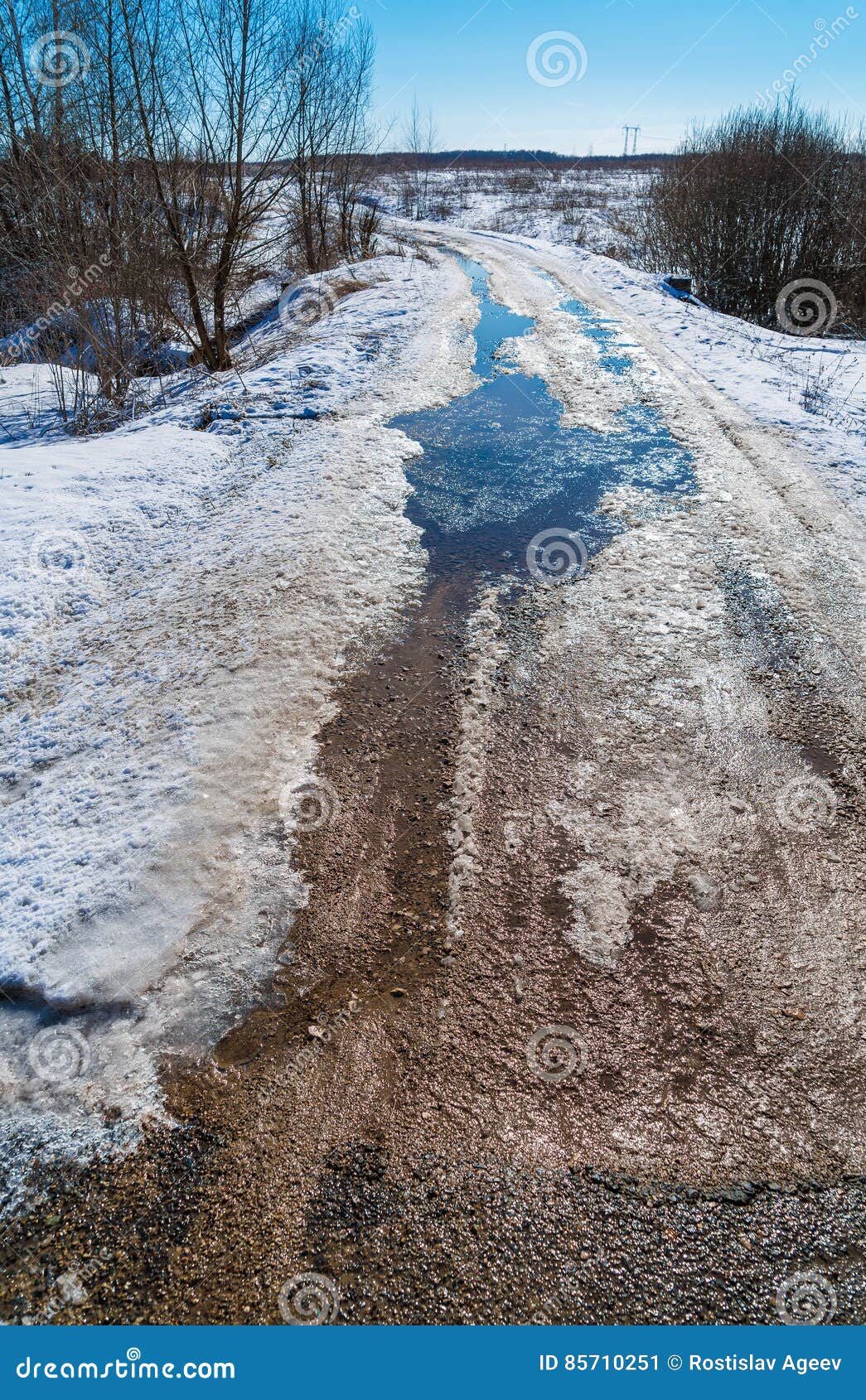 The Road during the Spring Thaw with Mud Stock Image - Image of farm ...