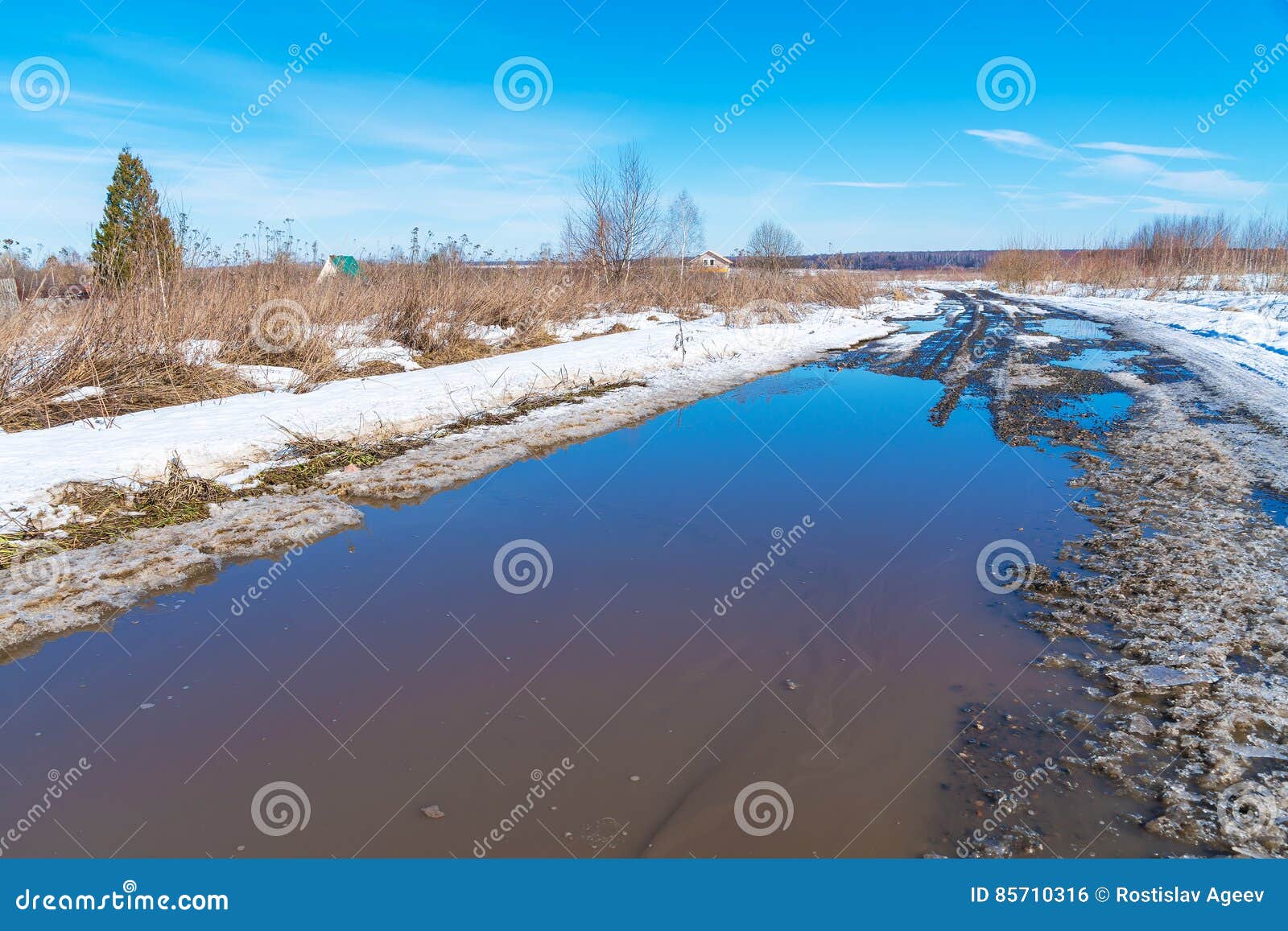 The Road during the Spring Thaw with Mud Stock Photo - Image of outdoor ...