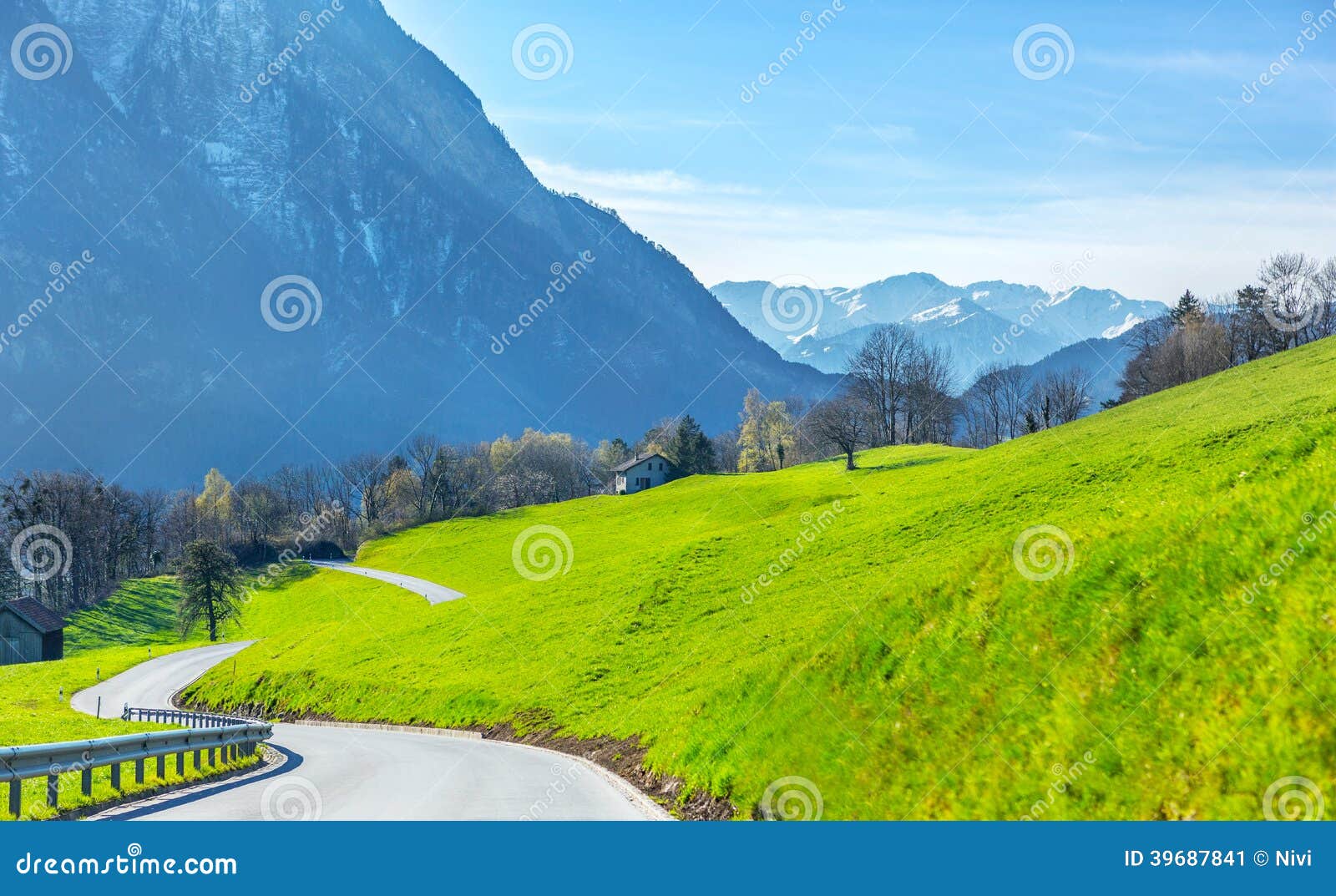 Road in the Spring Valley in Switzerland Stock Image - Image of ...