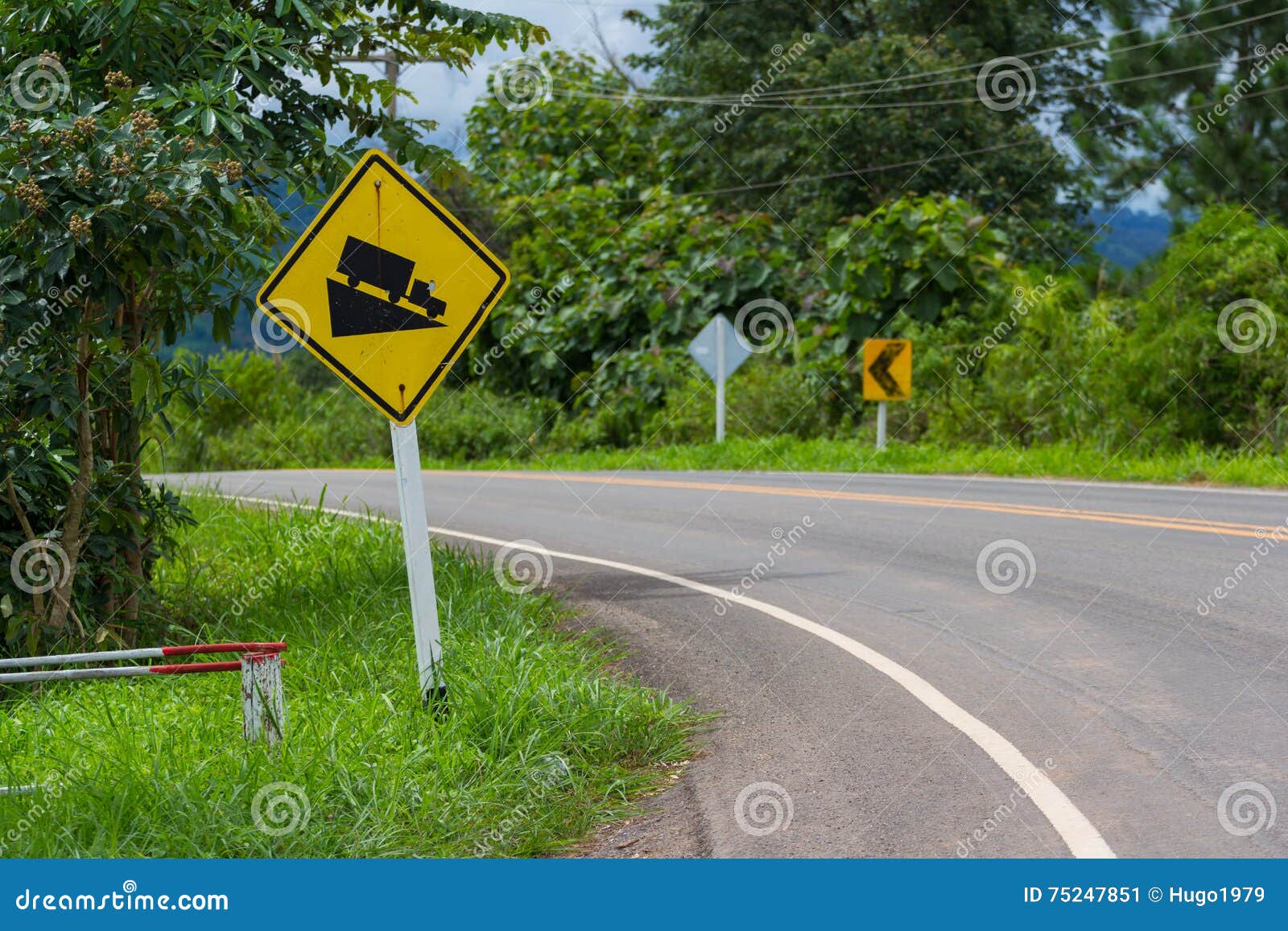 Road Steep Warning Signboard Stock Image - Image of steep, sign: 75247851