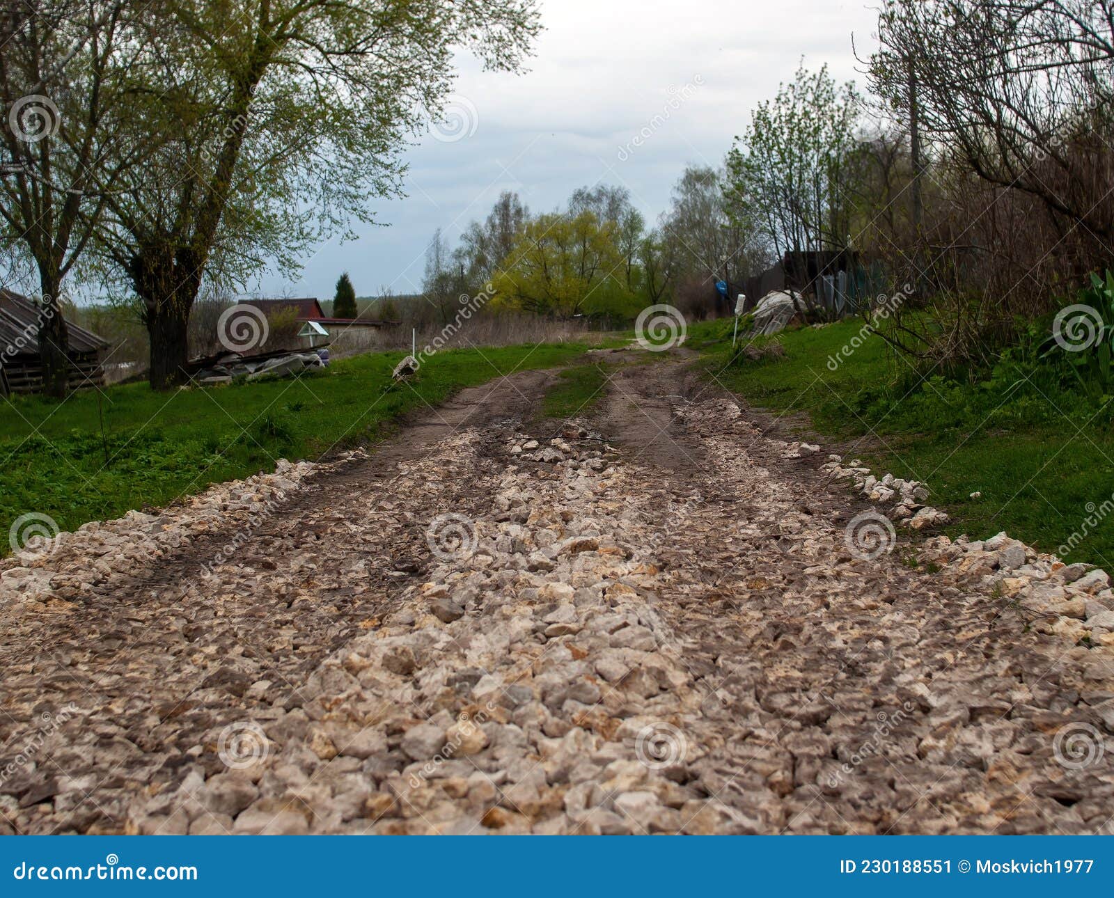 A Road of Stone Rubble through the Village Stock Image - Image of ...
