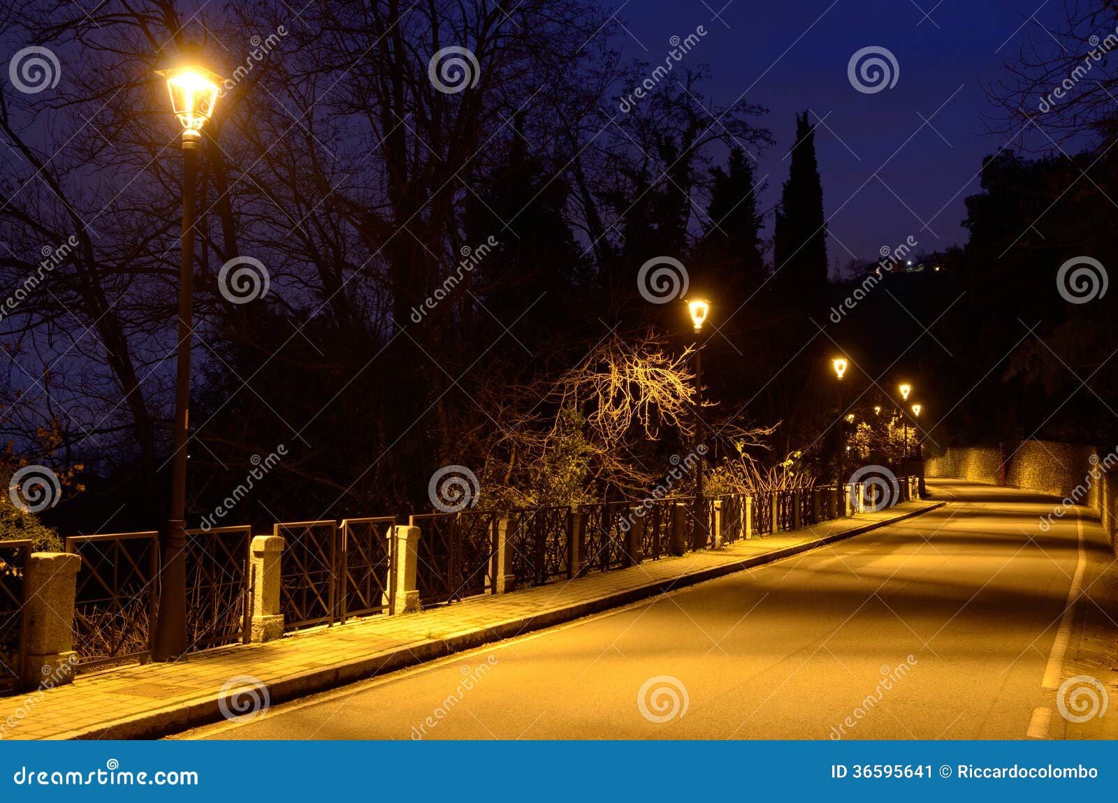 Road with street lamps stock image. Image of equipment - 36595641