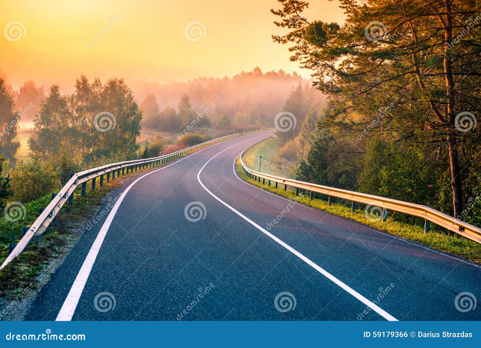 Road at sunrise stock photo. Image of road, landscape - 59179366
