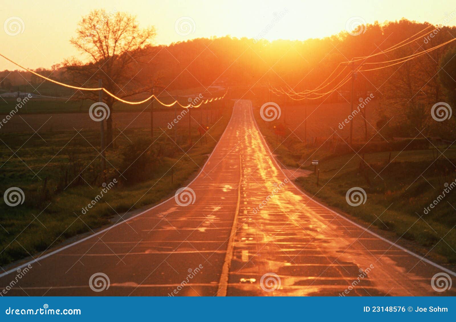 Road at sunset stock photo. Image of indiana, continent - 23148576