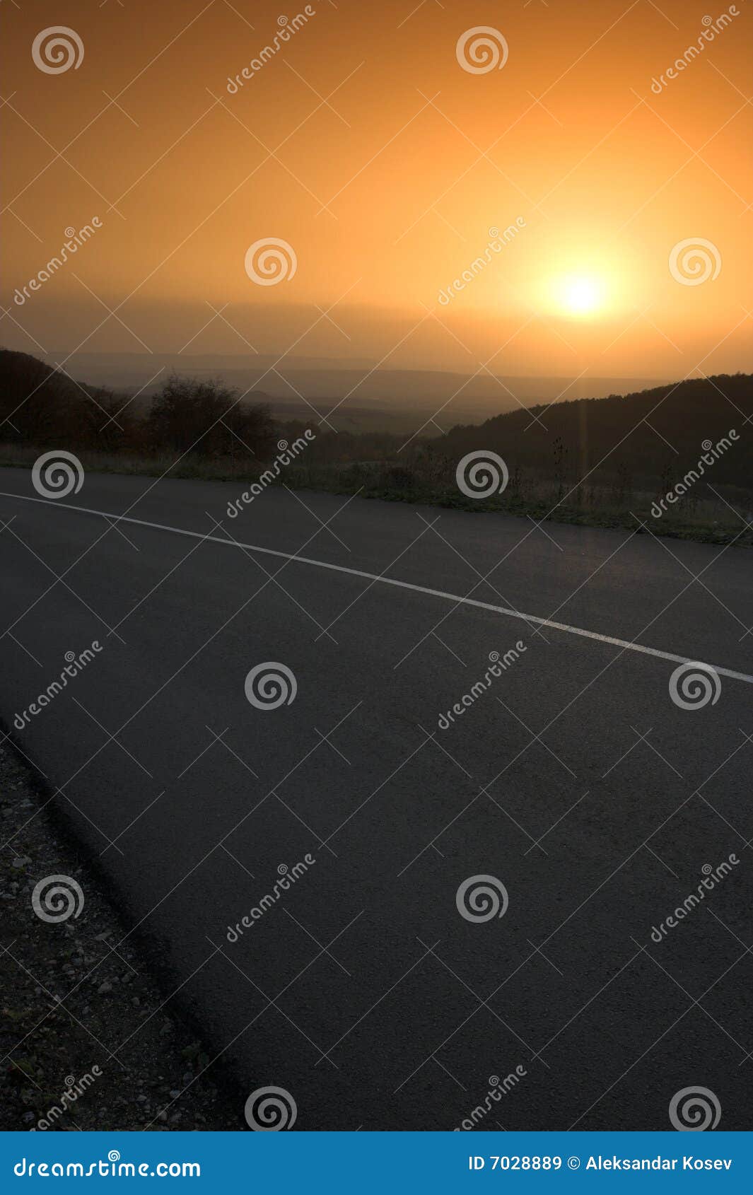 Road at sunset stock image. Image of road, landscape, transportation ...