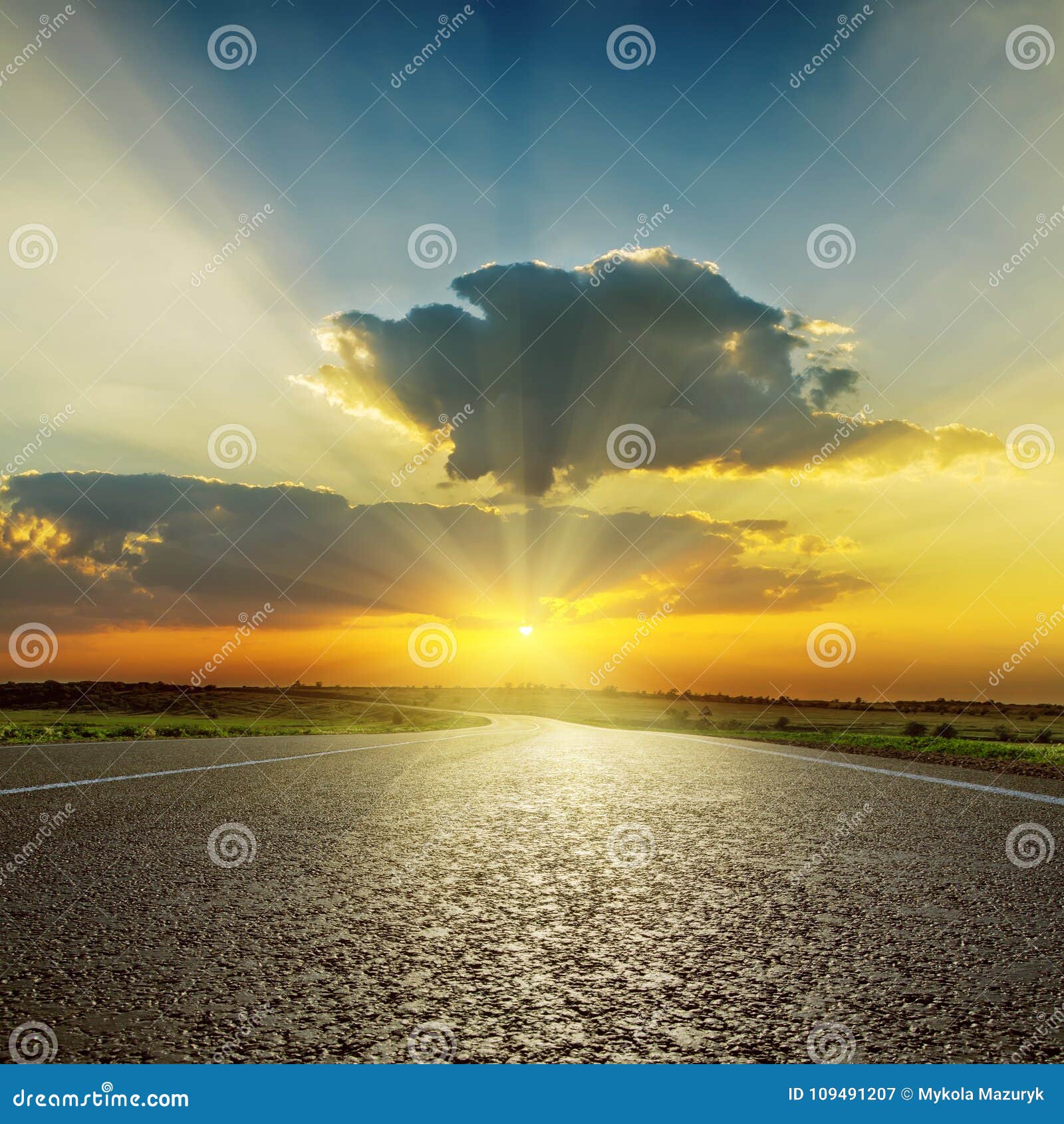 Road in sunset stock image. Image of rural, country - 109491207