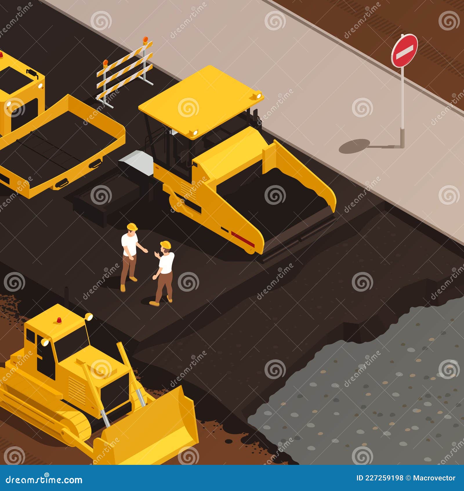 Road Surface Construction Composition Stock Vector - Illustration of ...
