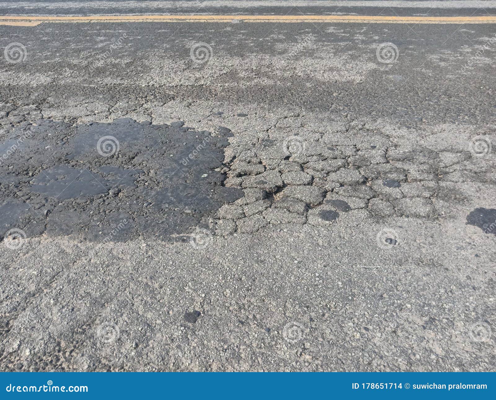 Road Surface Cracks are Broken by a Very Long Service Life Stock Photo ...