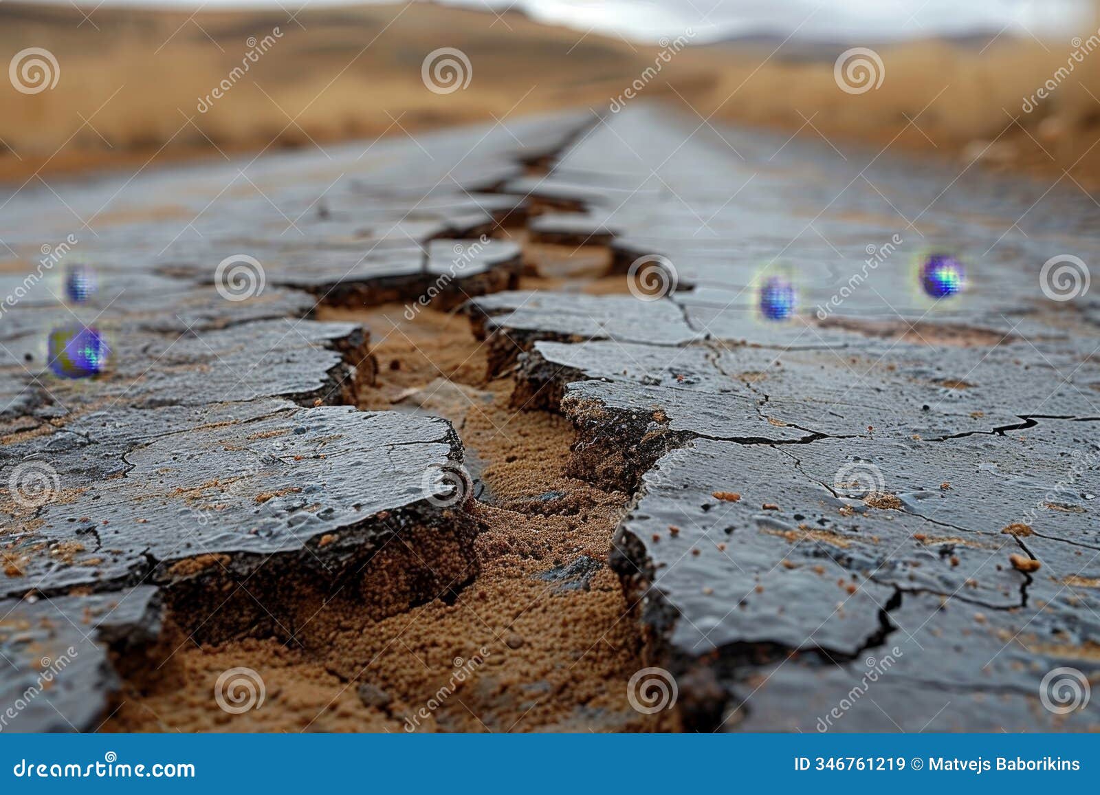 Road Surface Damage from Earthquake Cracked Asphalt and Structural ...