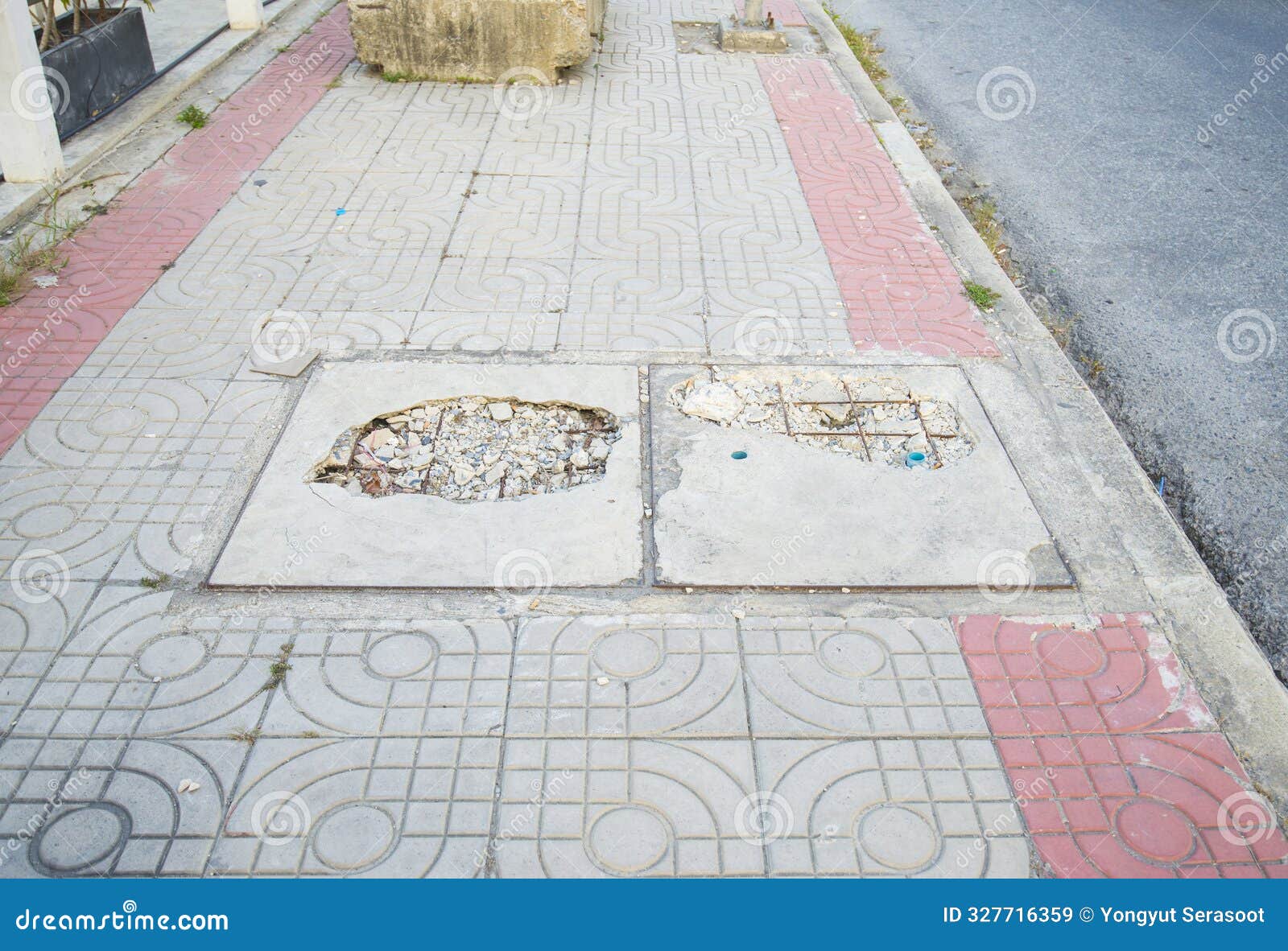 The Road Surface is Damaged and Deteriorated Stock Image - Image of ...