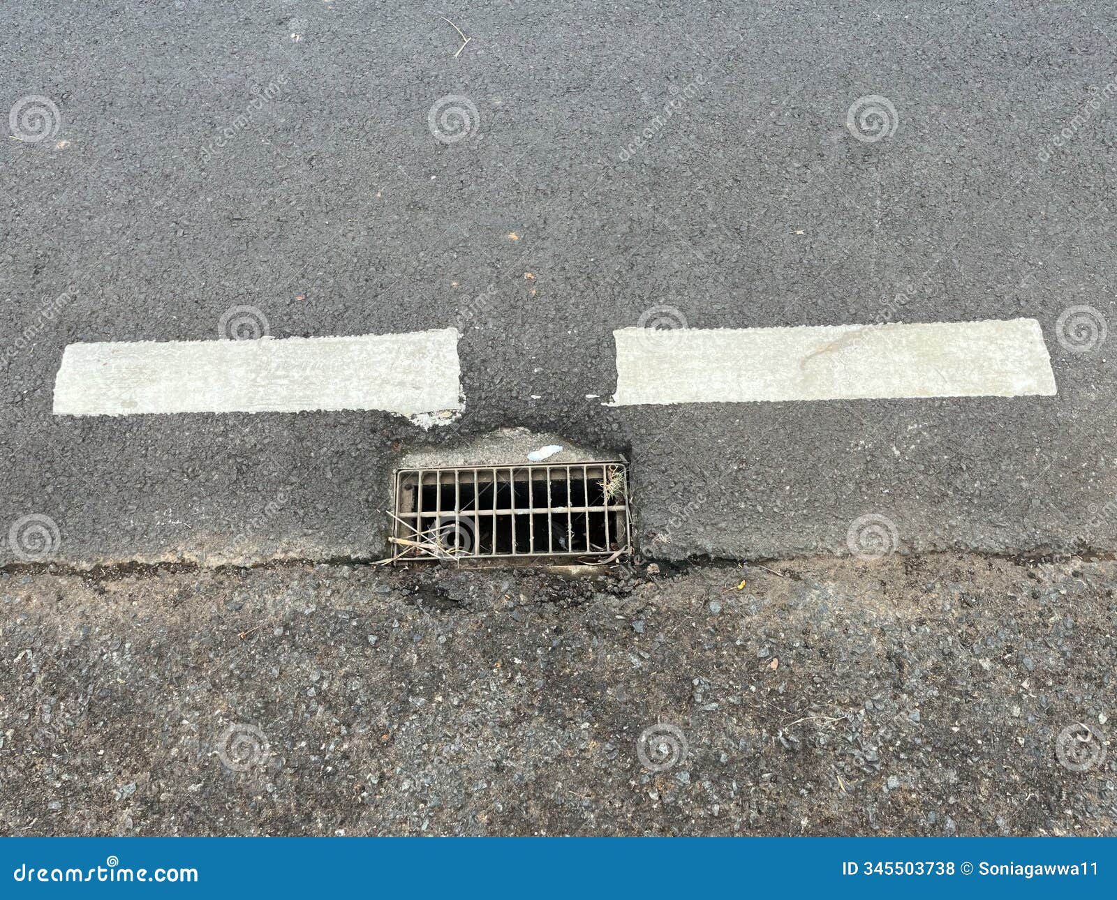 Drainage Grate On The Road Or Sidewalk, Installation In Concrete Stock ...