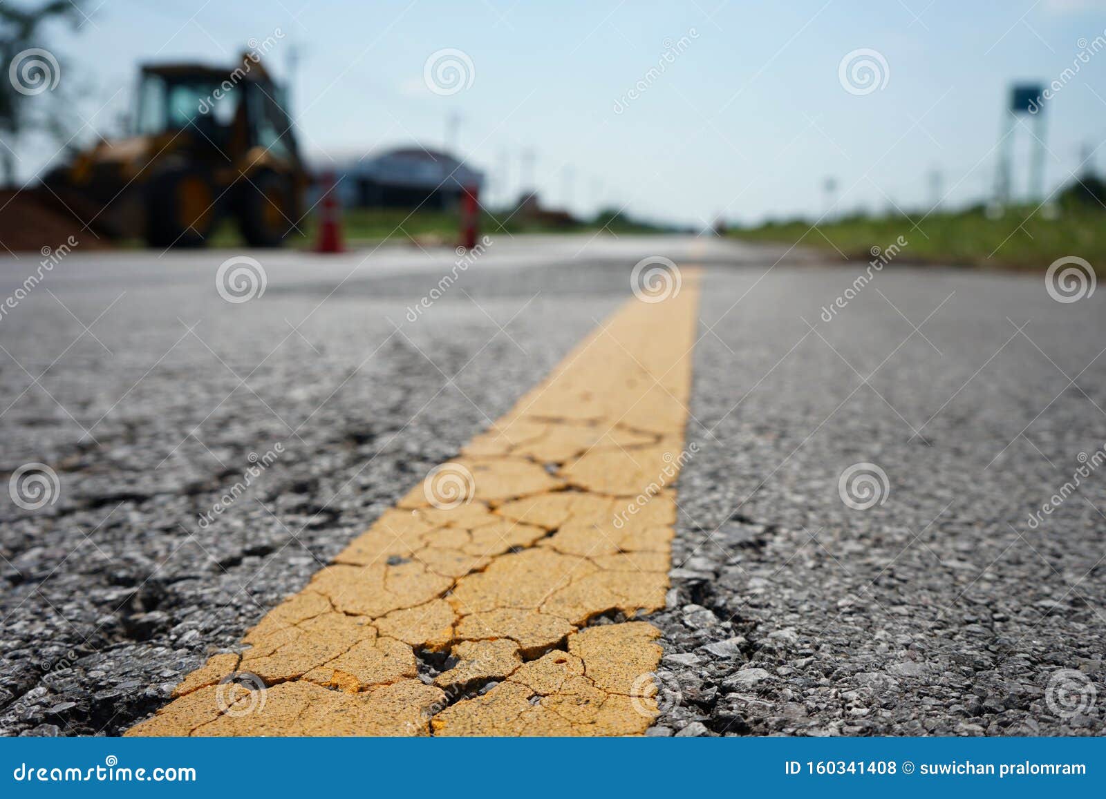 The Road Surface is Broken into Longitudinal Lines on the Yellow ...