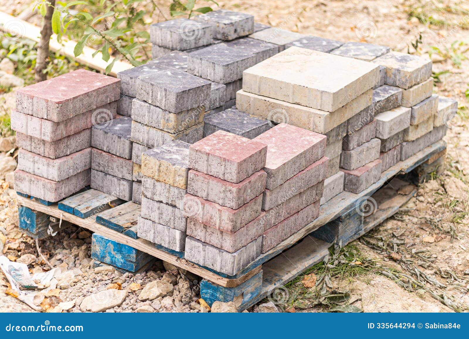 Road paving blocks stock photo. Image of construction - 335644294