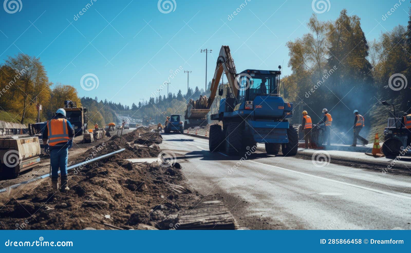 Road Surface Repair. Construction of a New Road Stock Illustration ...