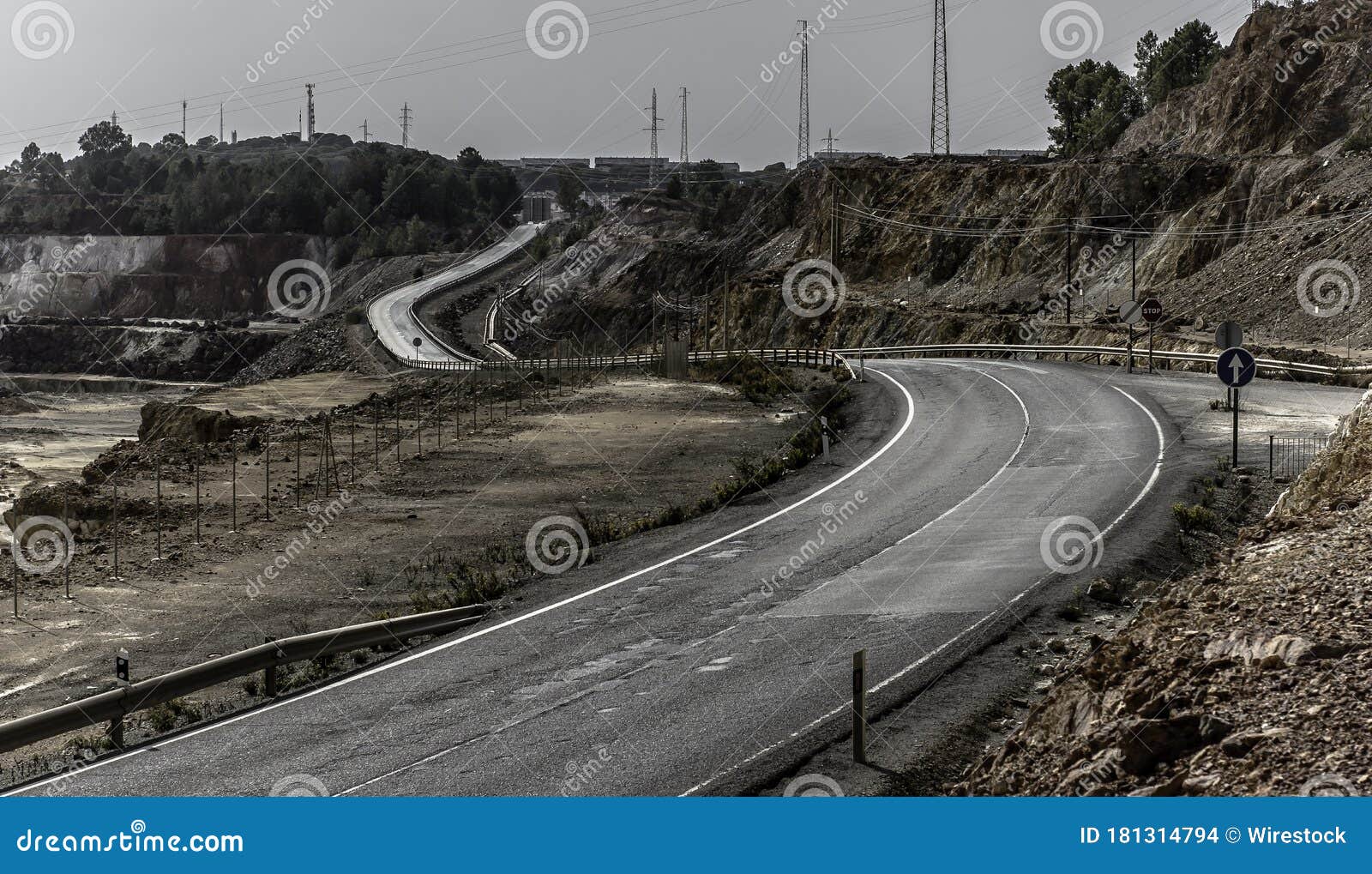 Road Surrounded by a Construction Area and Rocks Under the Sunlight at ...