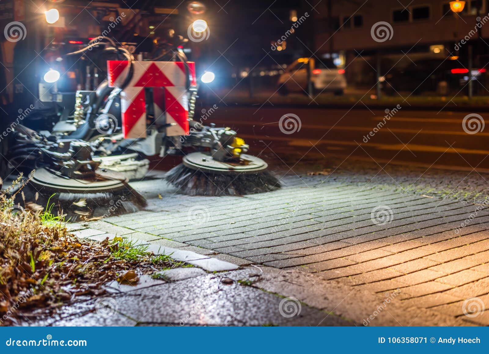 Road sweeper at night stock image. Image of shift, road - 106358071