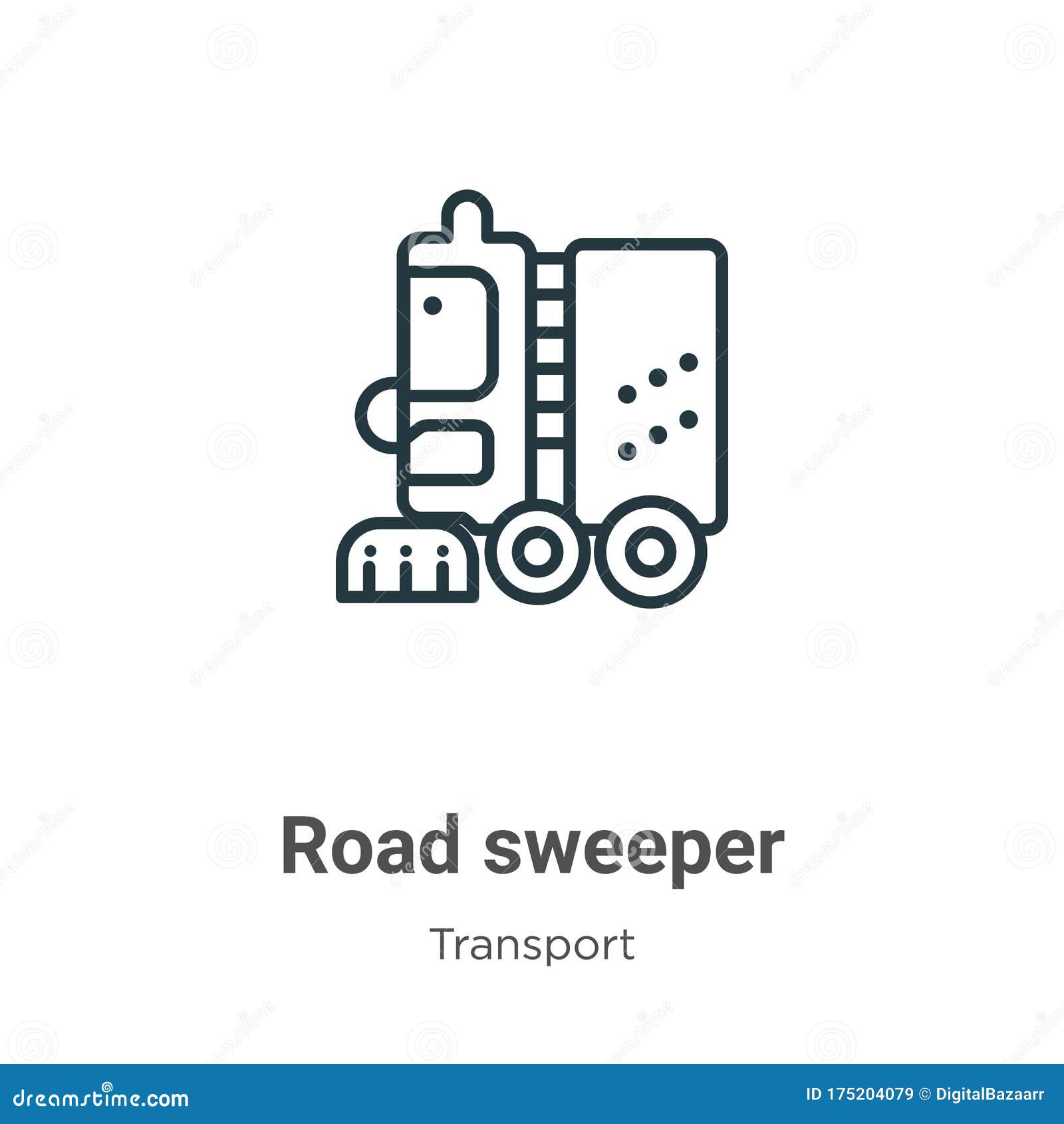 Road Sweeper Outline Vector Icon. Thin Line Black Road Sweeper Icon ...