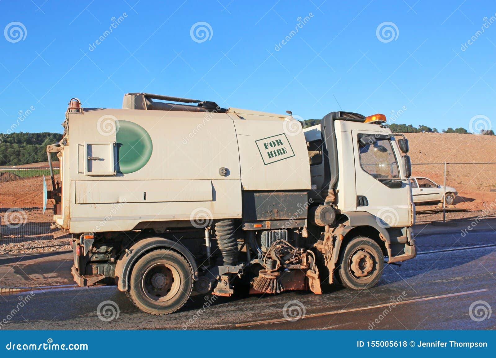 Road Sweeper. Yellow Street Sweeper Machine Fow Washing And Cleaning ...