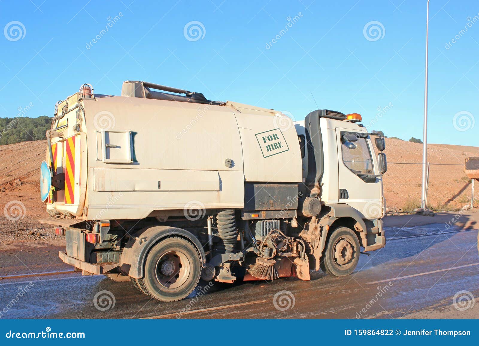 Road sweeper at work stock photo. Image of work, driver - 159864822