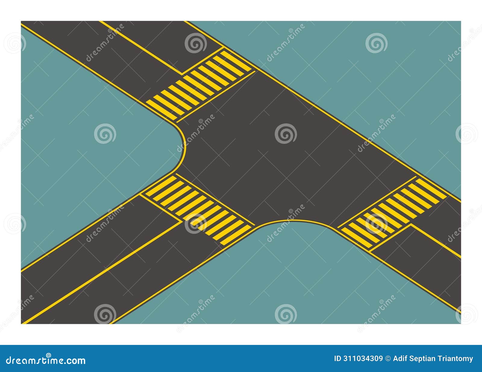 Road T Junction in Isometric View. Simple Flat Illustration Stock ...