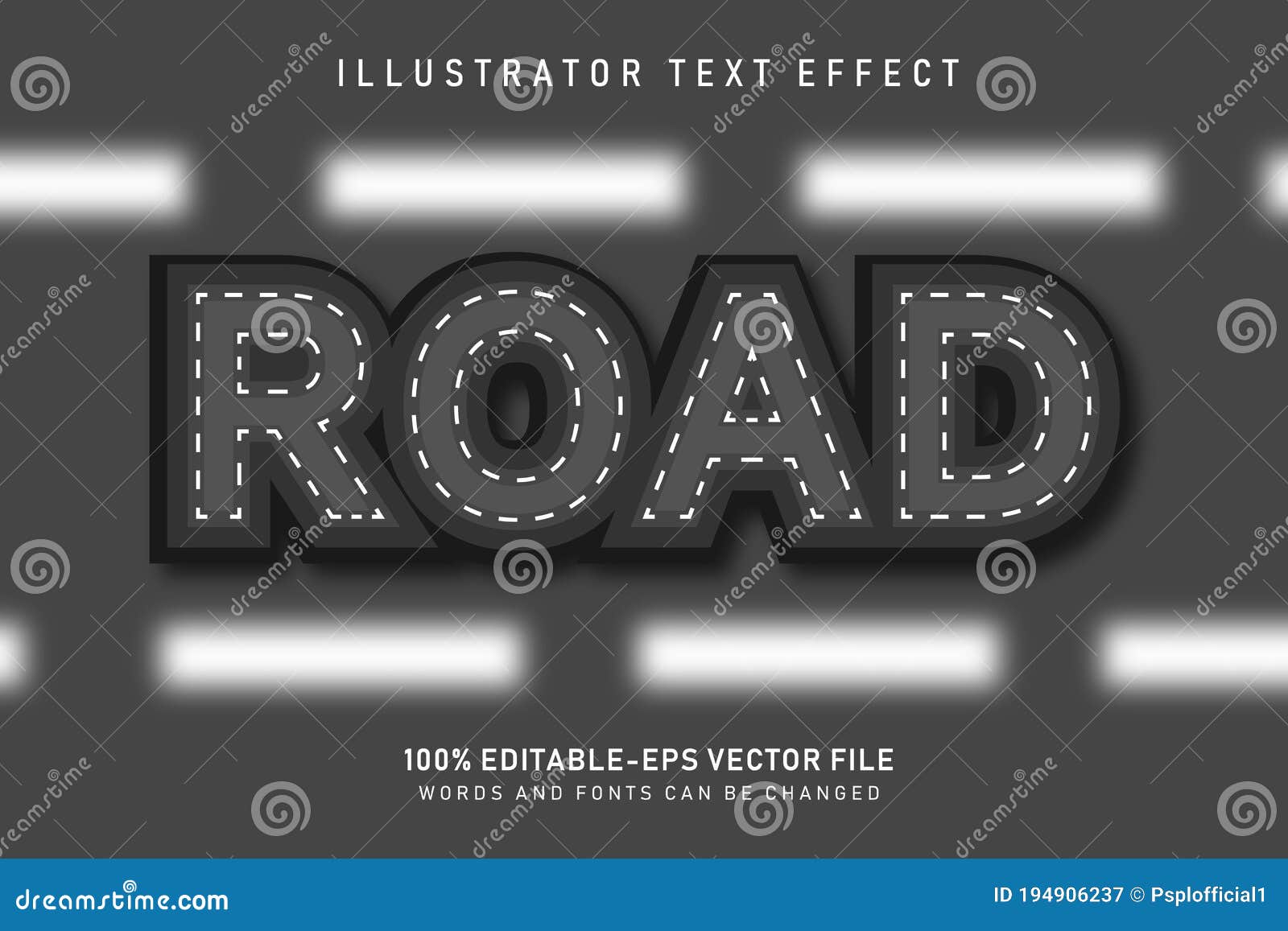 Road Text Effect Design Vector Stock Vector - Illustration of headline ...