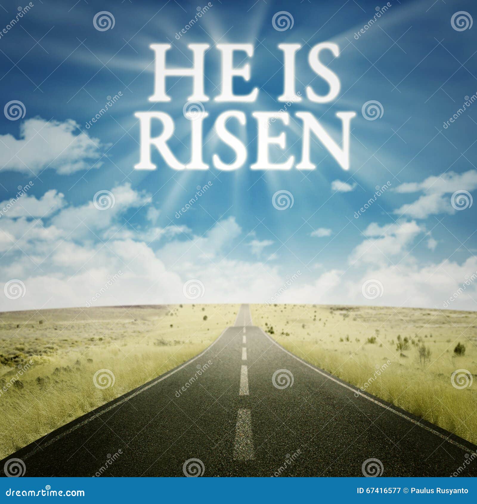 Road with Text he is Risen on the Sky Stock Image - Image of life ...