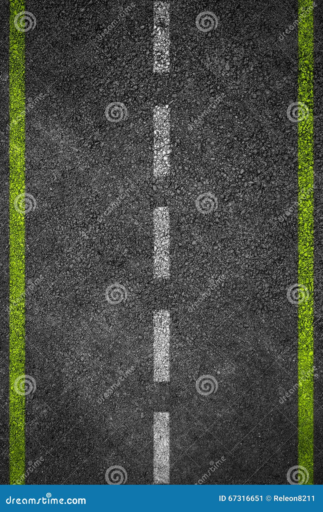 Road Texture with Two Yellow Stripes and Dashed White Stripe Stock ...