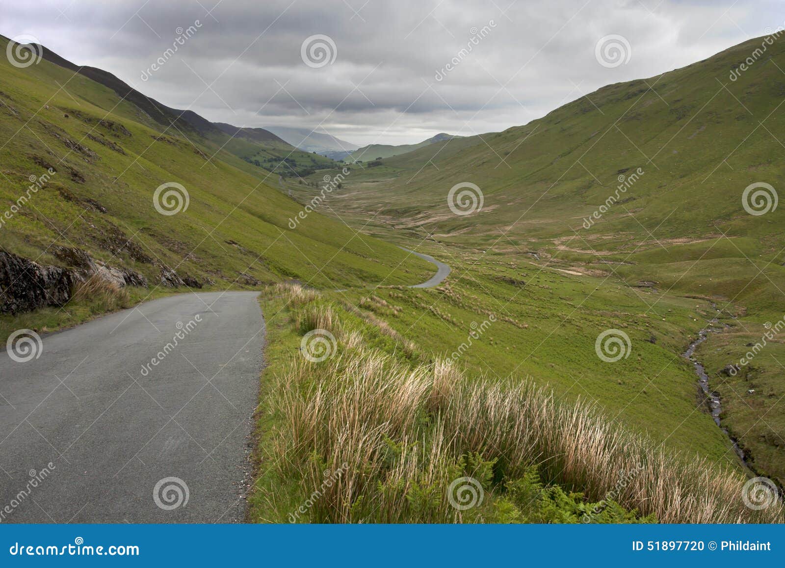 Road though valley stock photo. Image of europe, britain - 51897720