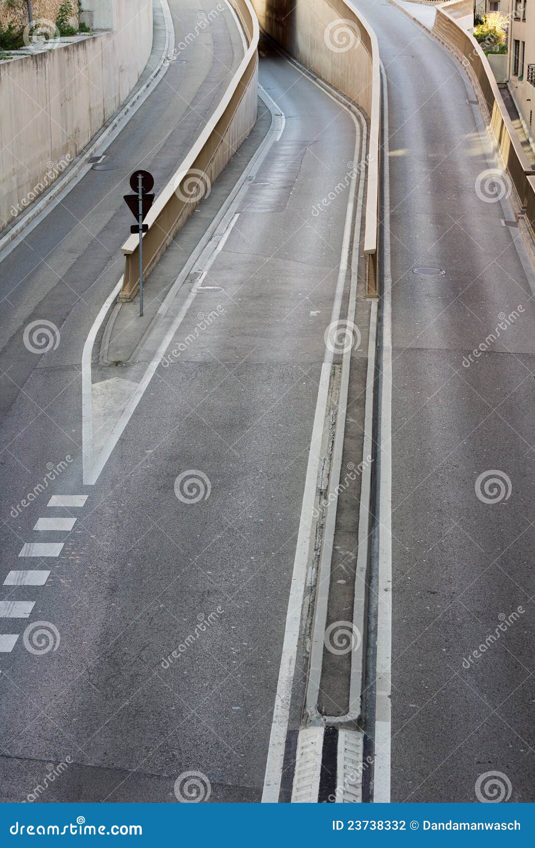 A Road with Three Lanes Dividing Stock Photo - Image of city, abstract ...