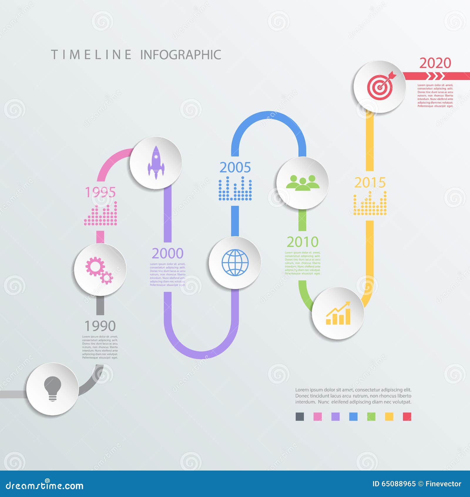 Road Map Timeline Infographic Template With 5 Colorful Pin Pointers On ... Road Map Timeline Infographic Template With 5 Colorful Pin Pointers On ...