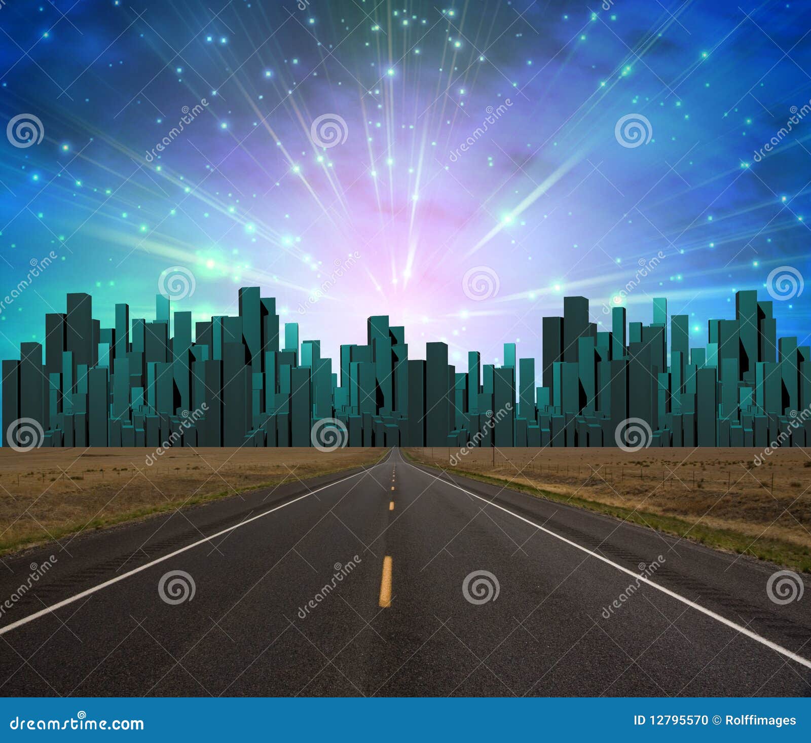Road to City stock illustration. Illustration of background - 12795570
