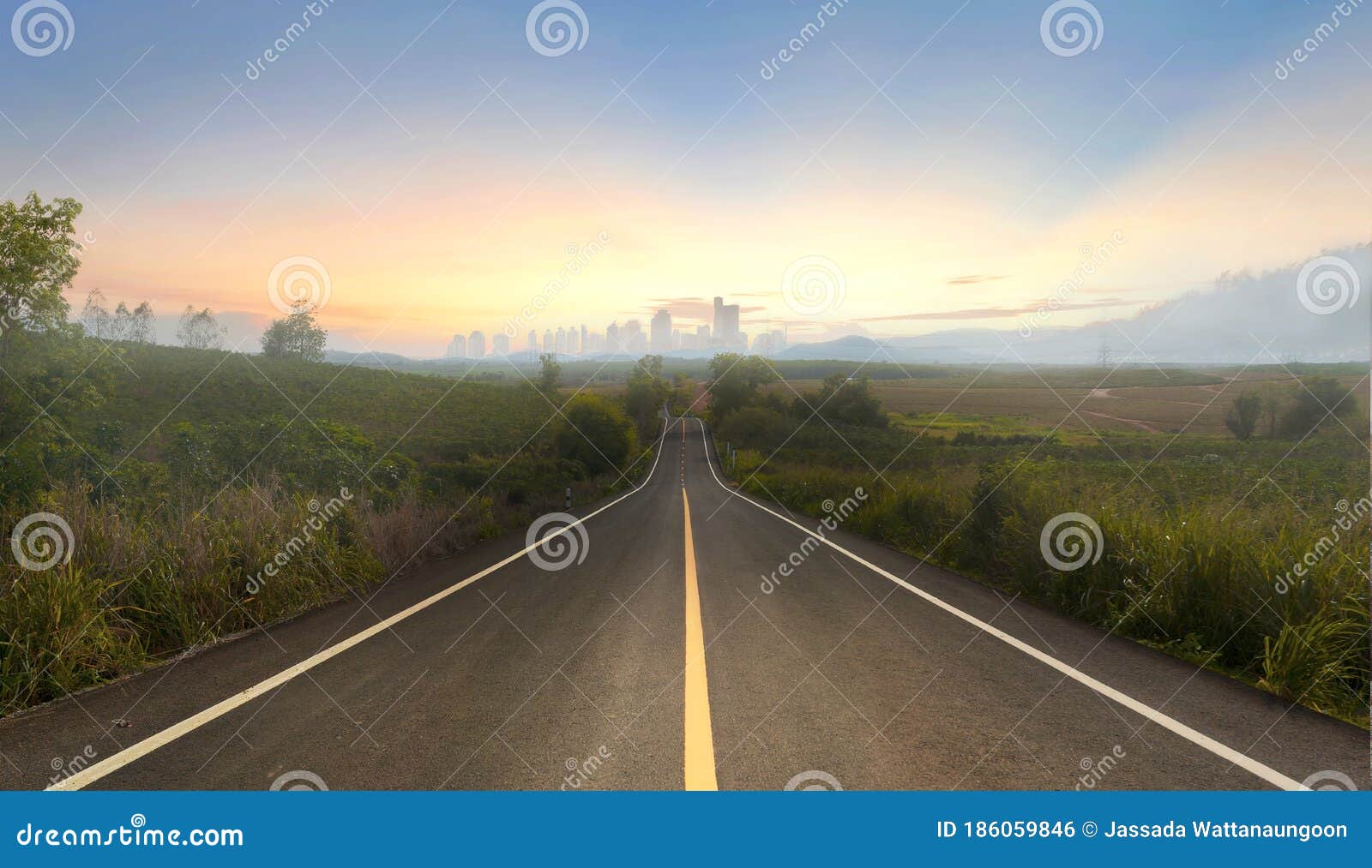 Road to the city stock photo. Image of travel, road - 186059846