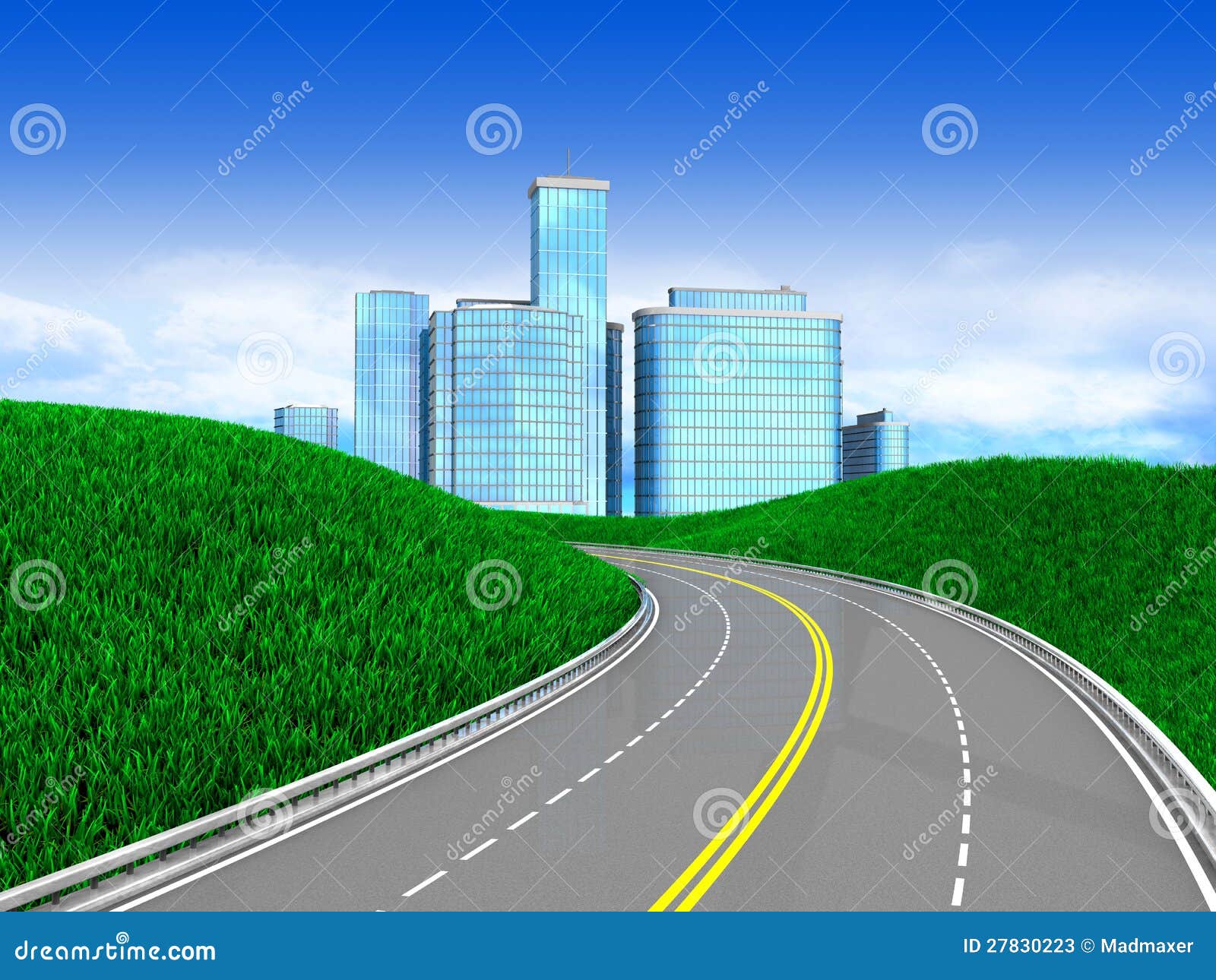 Road to city stock illustration. Illustration of nature - 27830223