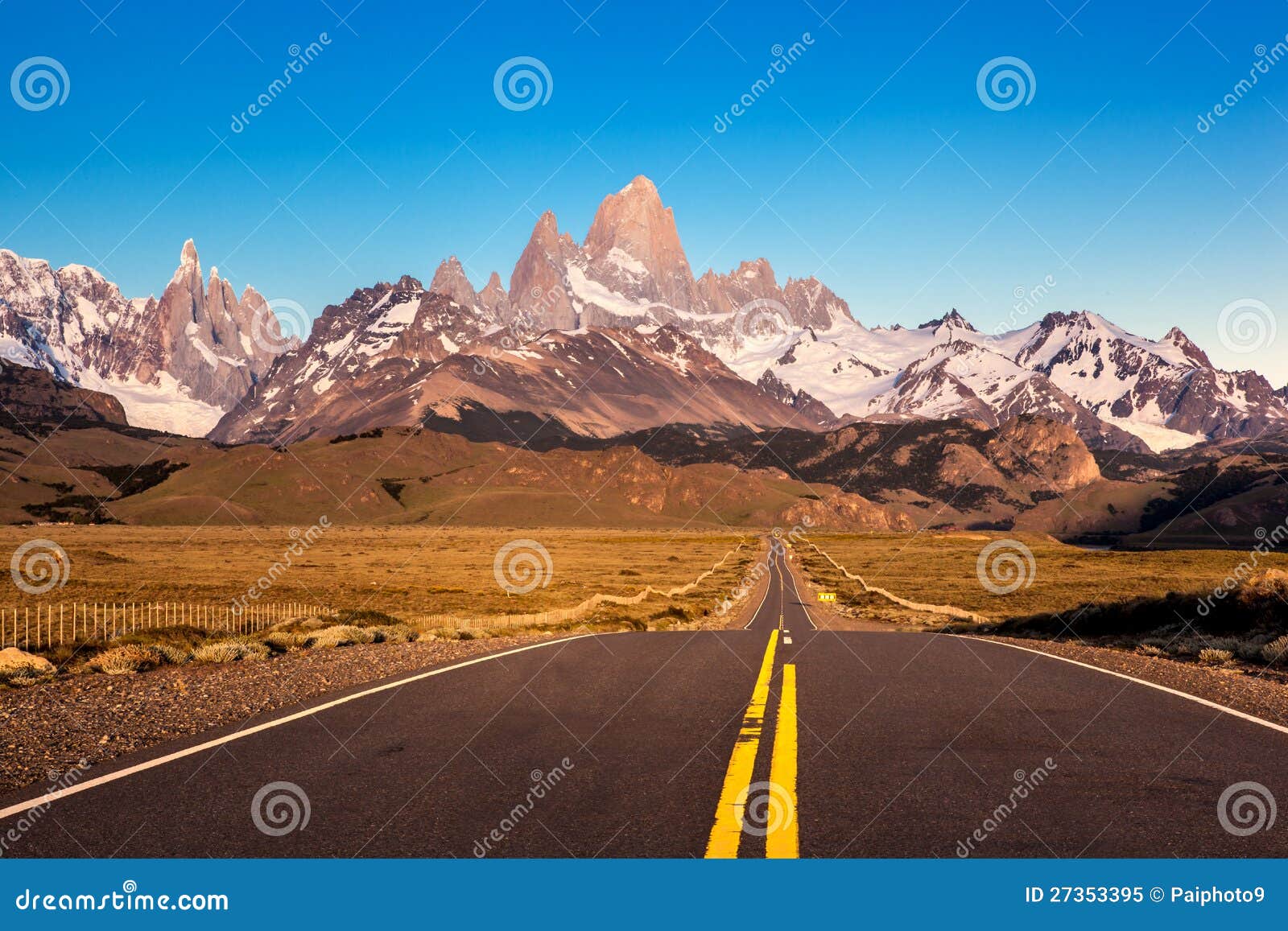 Road To Fitz Roy Mountain Landscape Stock Image - Image of tarmac ...