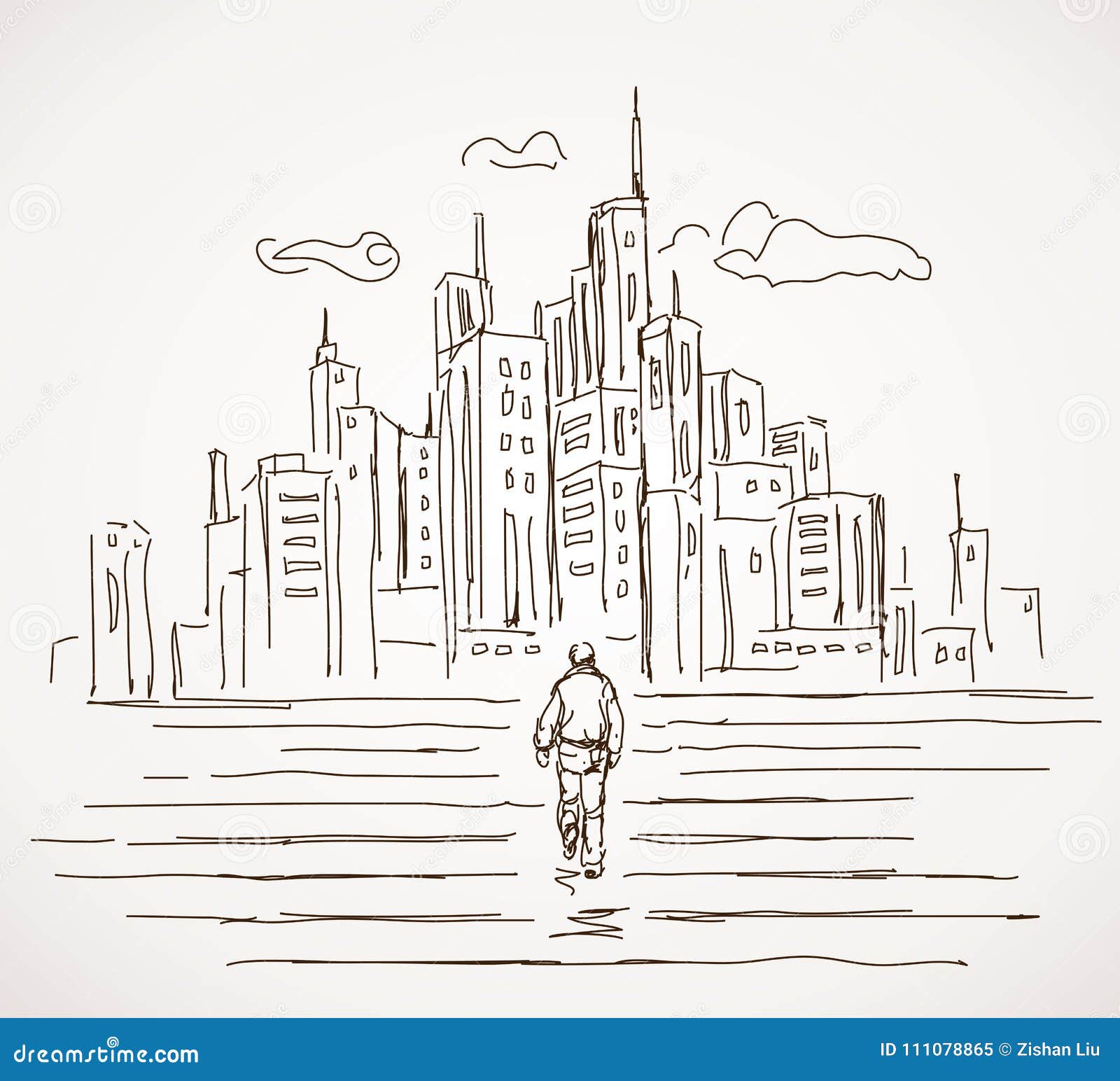 Future City Skyline Drawing