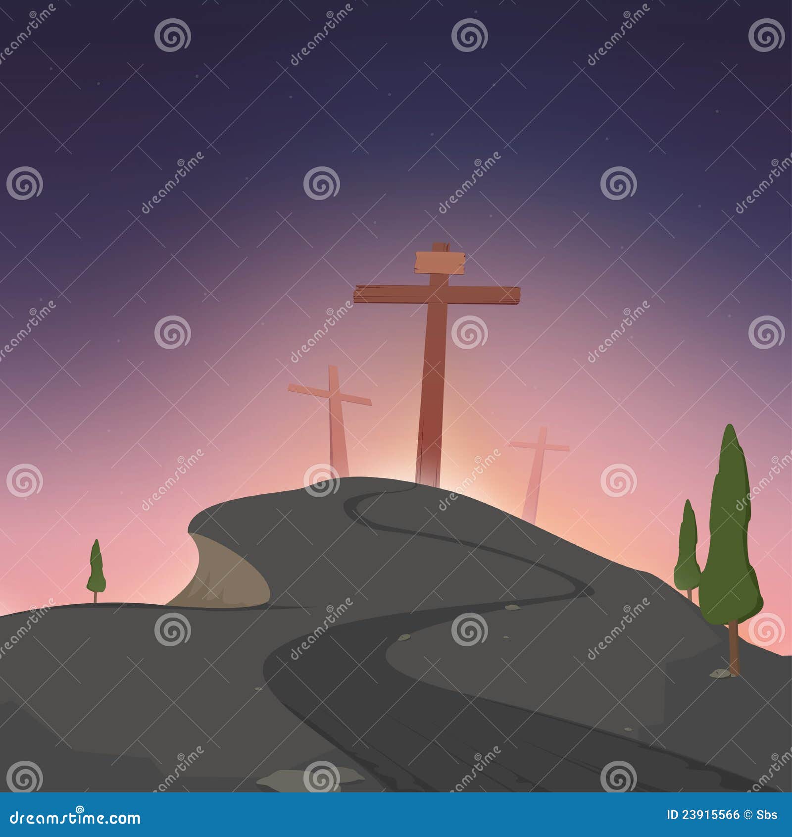 Road to Golgotha stock illustration. Illustration of heaven - 23915566
