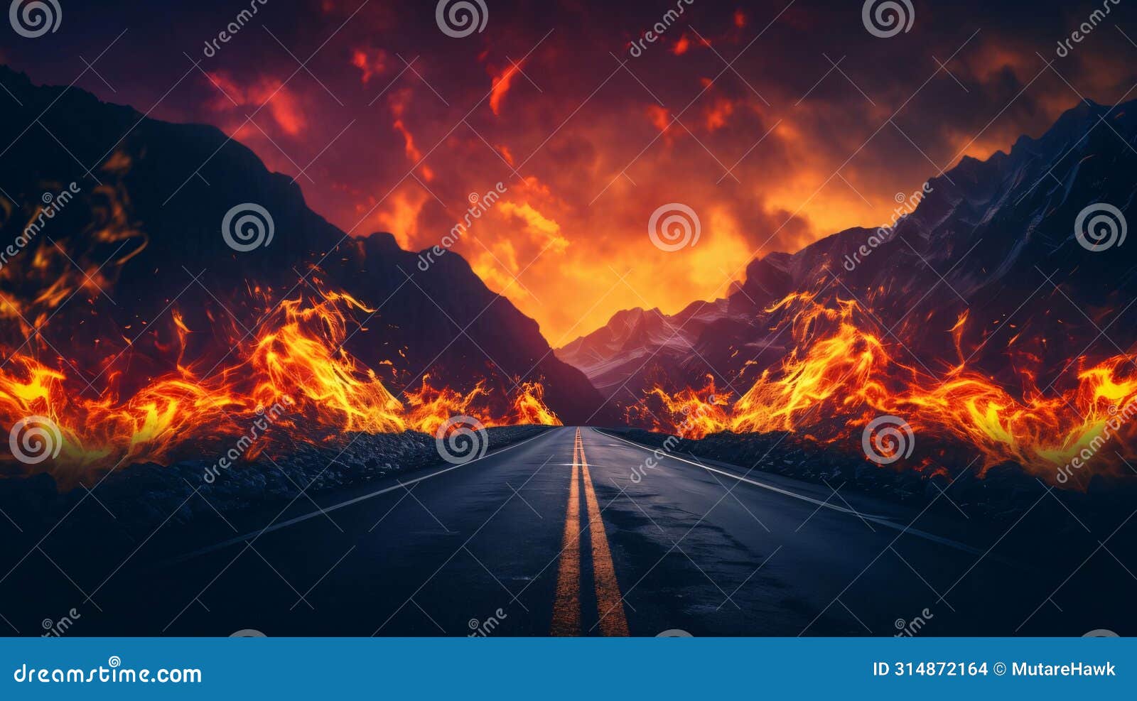 Road To Hell. 3D Render of a Road Leading To Hell Stock Vector ...