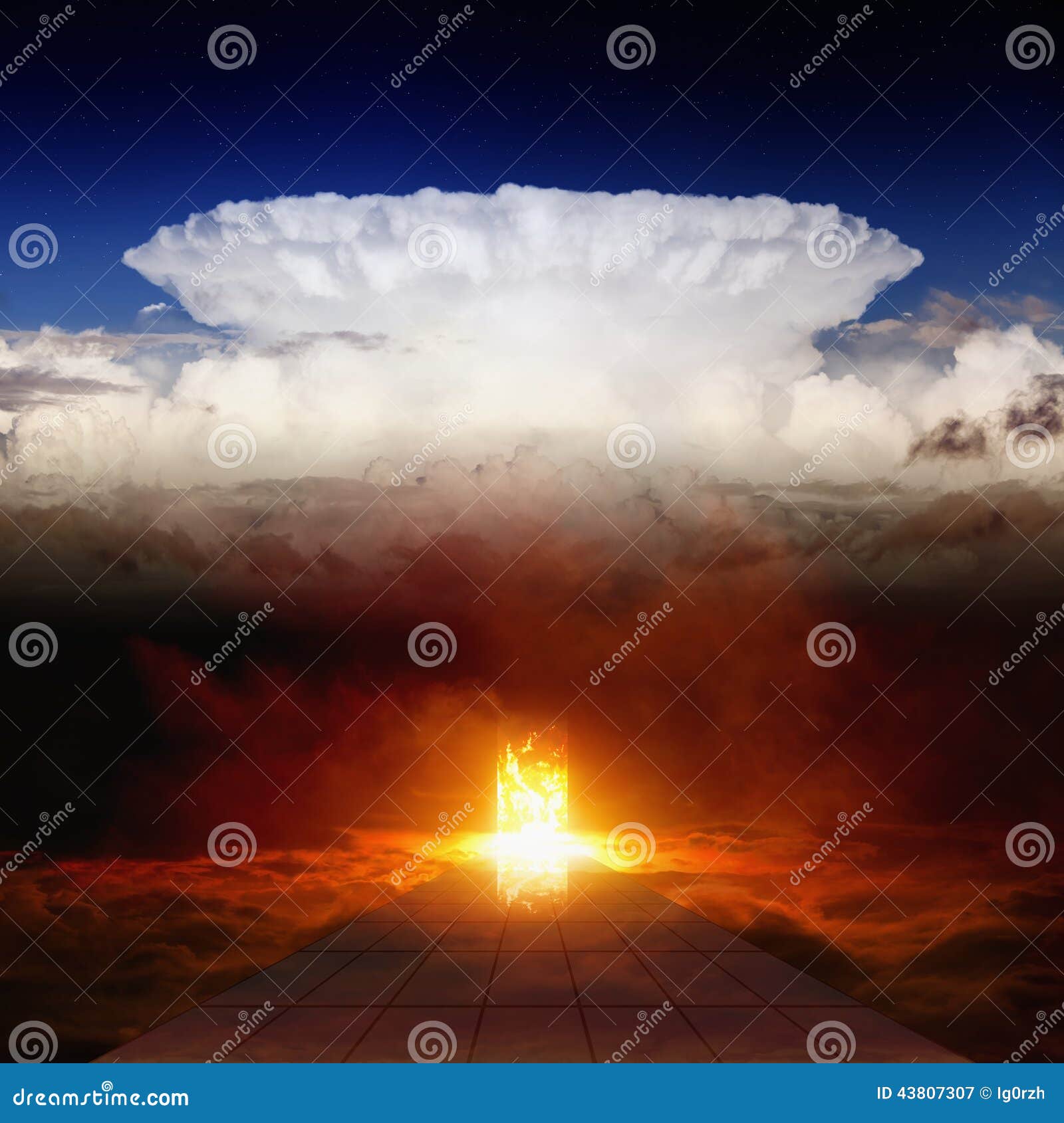 Dramatic Religious Background Hell Realm, Bright Lightnings In Dark Red ...