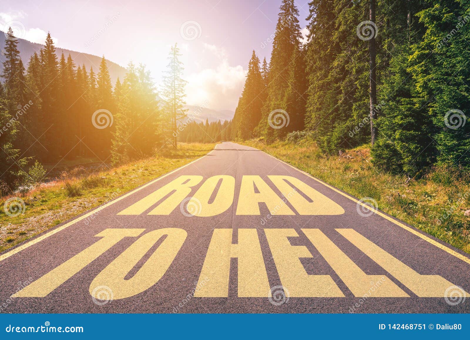 Highway To Hell Road Sign Metal Grunge Arrow Stock Photo ...