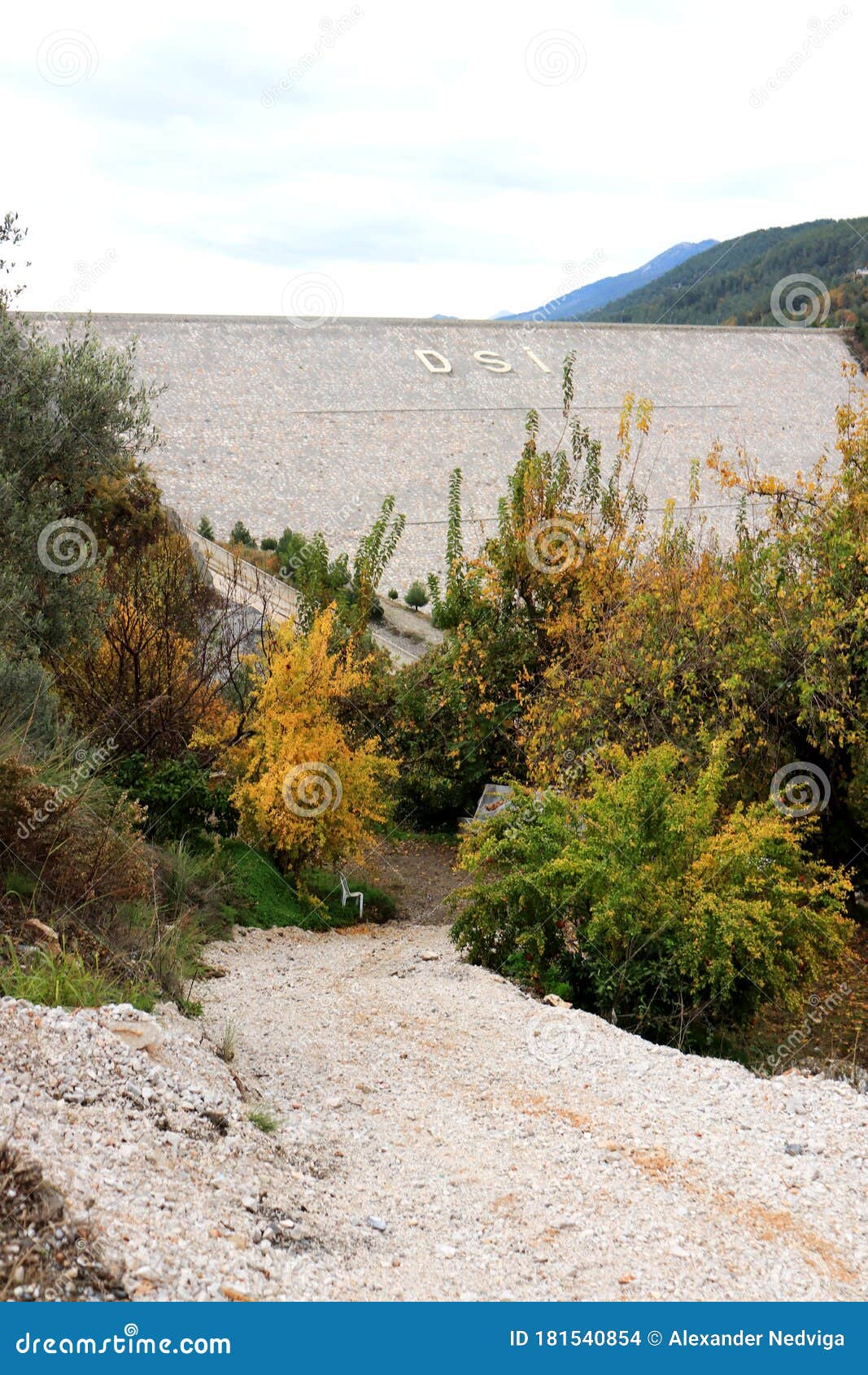 Road To the Massive Surface of the Dam Stock Photo - Image of mountains ...