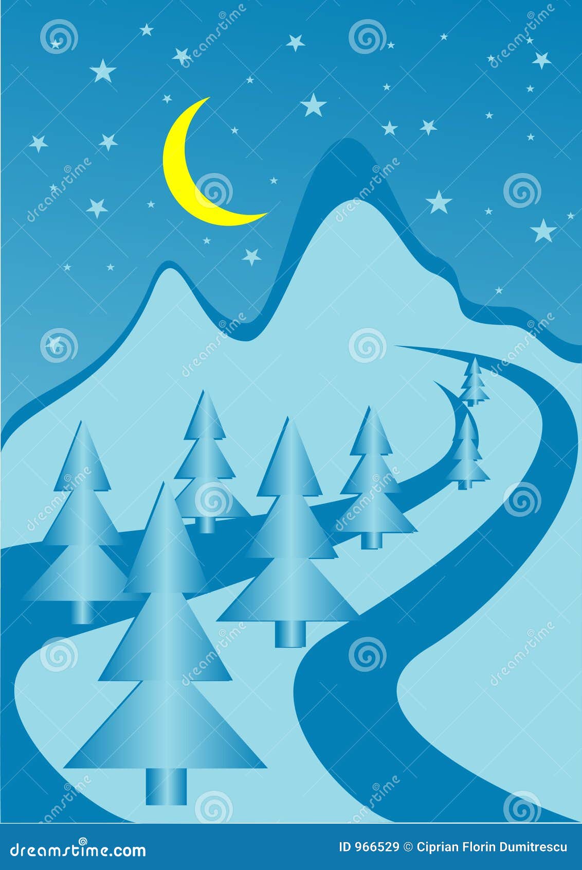 Road to the moon stock vector. Illustration of card, blue - 966529