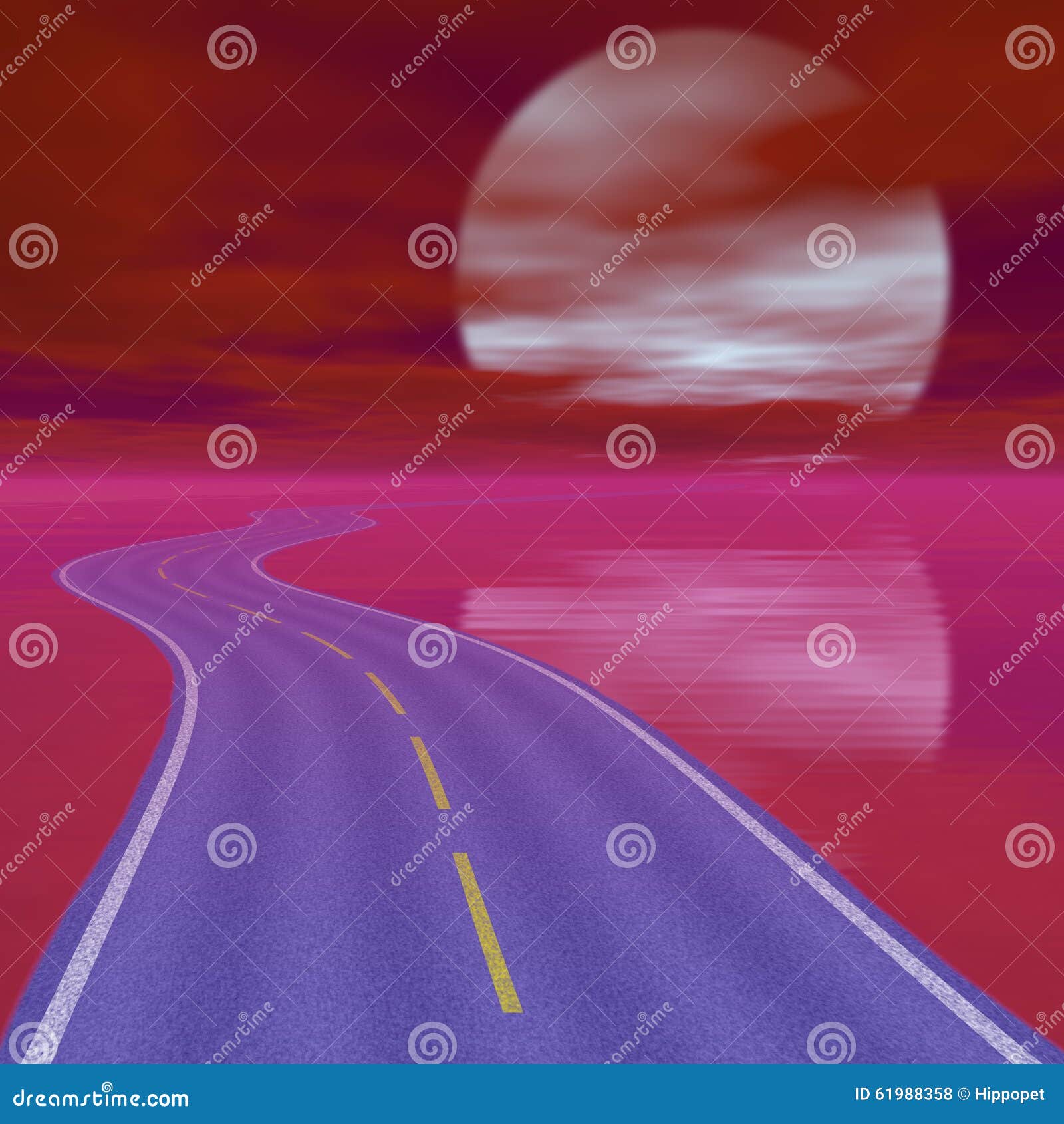 Road to the pink world stock illustration. Illustration of street ...