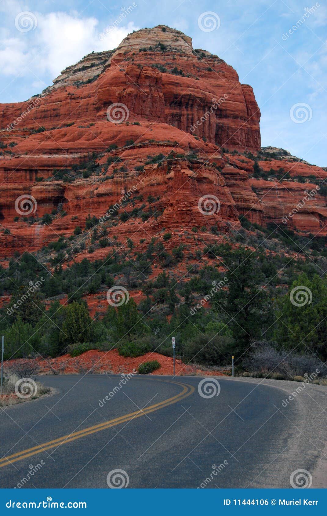 Road to the Red Rock stock photo. Image of rock, curve - 11444106