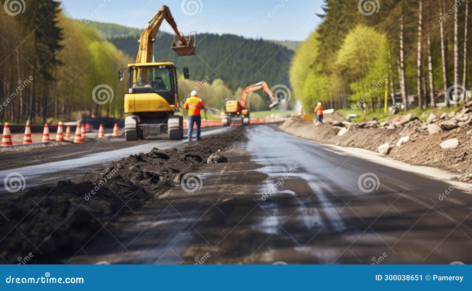 Generative AI Roadwork And Asphalt Paving- Stock Photo | CartoonDealer ...
