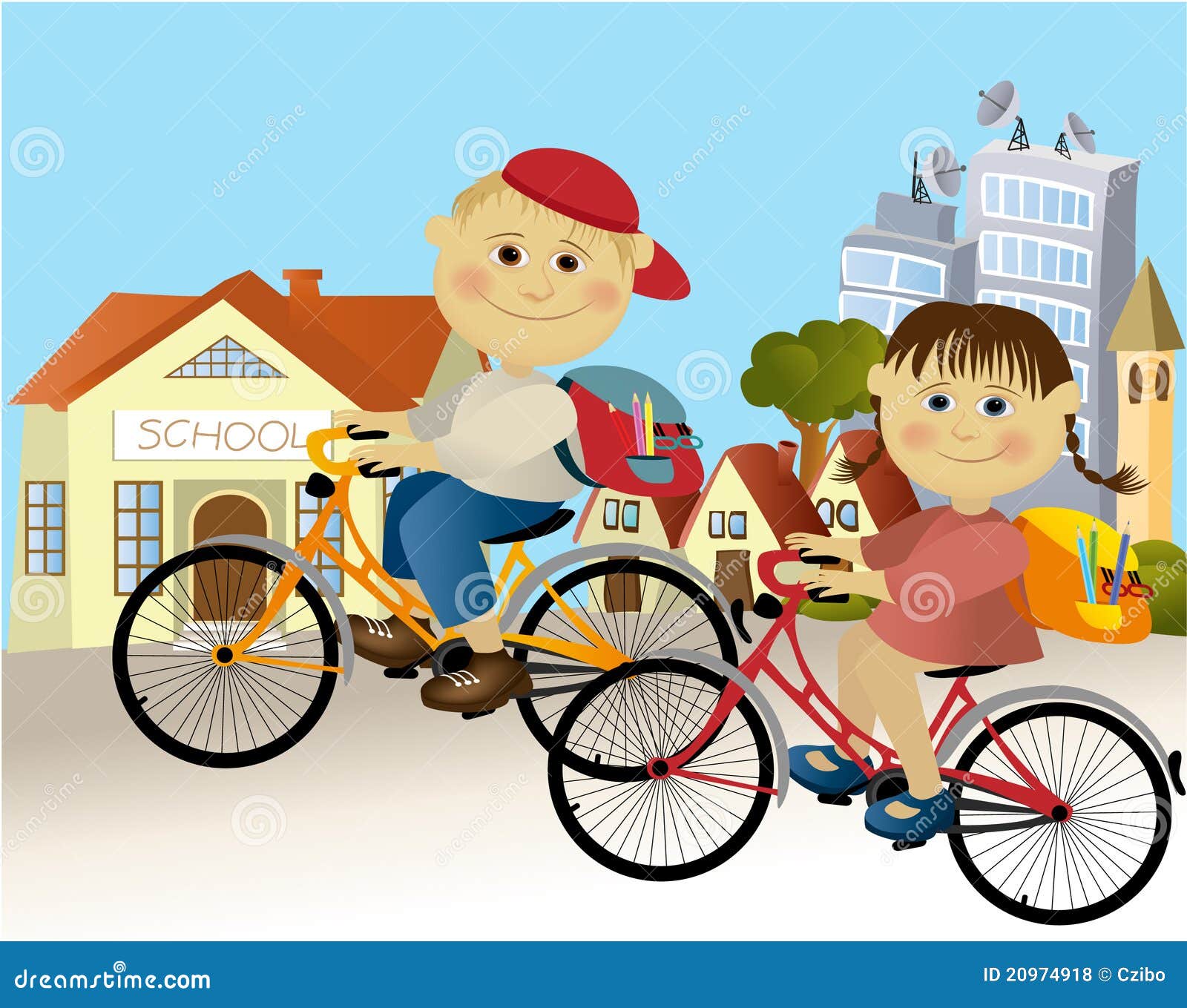 Road to school stock vector. Illustration of building - 20974918