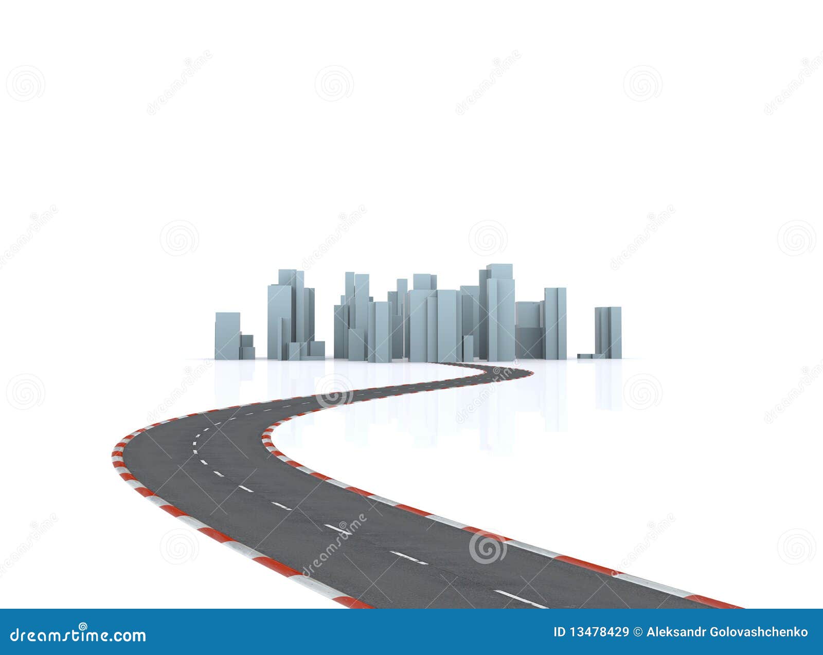 Road to the simulated city stock illustration. Illustration of three ...