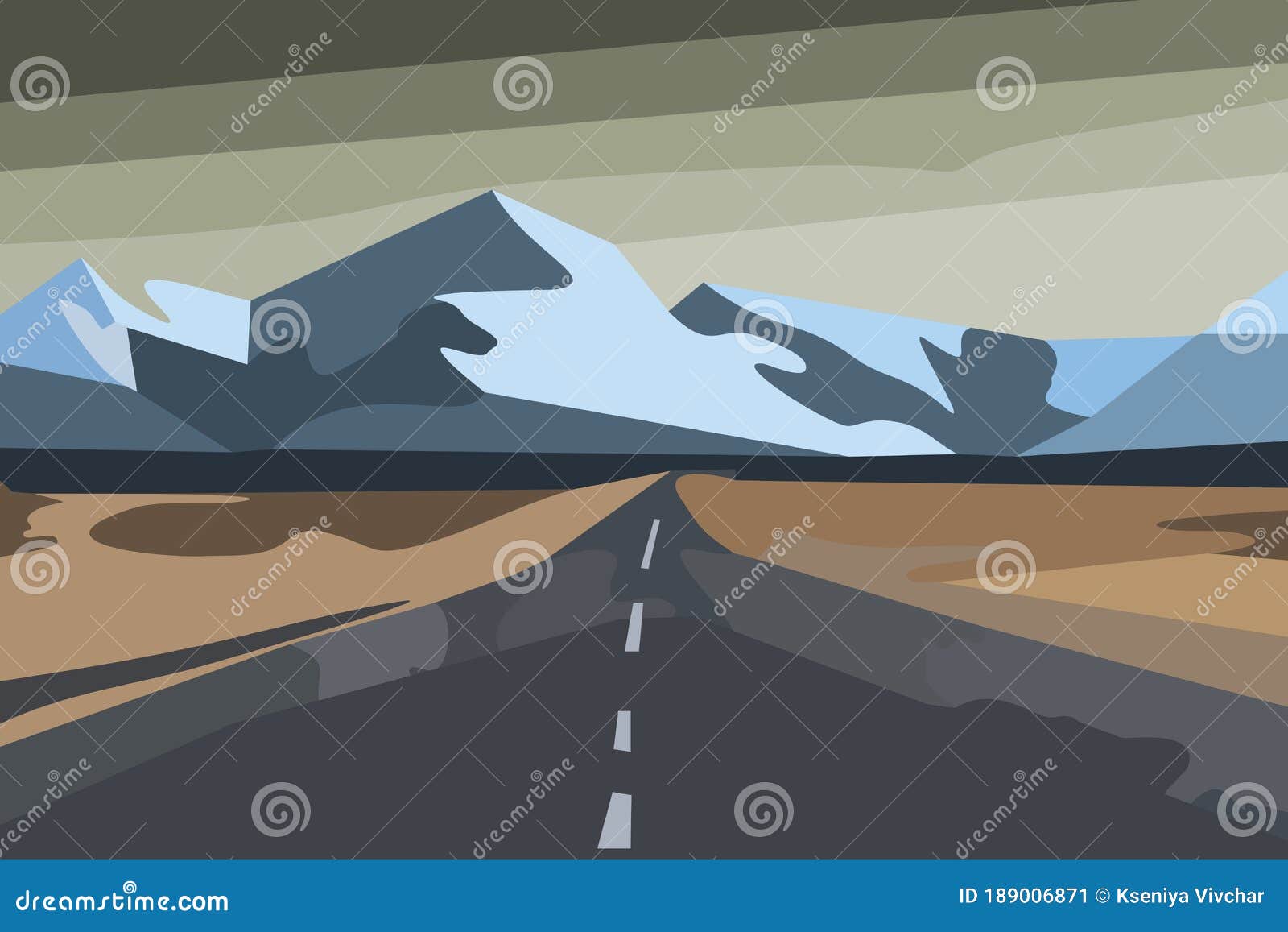 The Road To the Snowy Mountains Stock Illustration - Illustration of ...