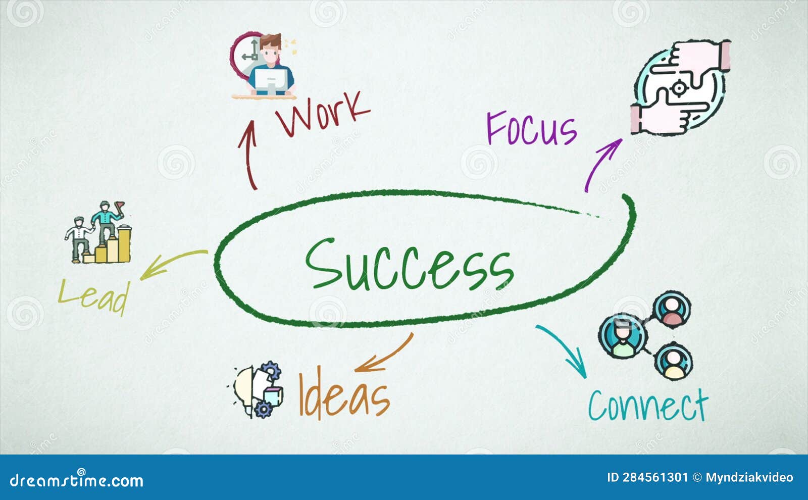 Road To Success Concept Loopable Animation. Elements of Success ...