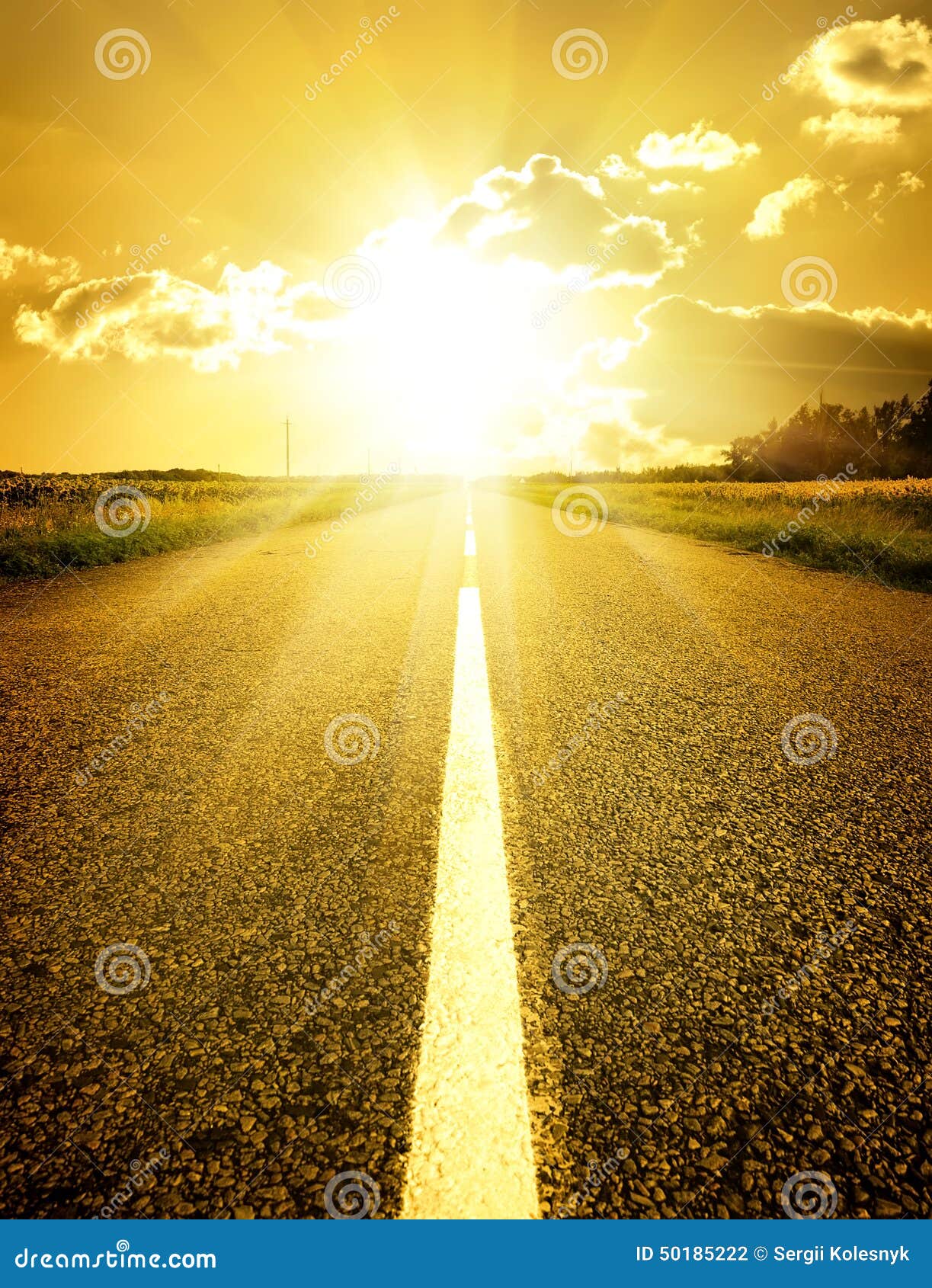 Road to sun stock photo. Image of speed, empty, middle - 50185222