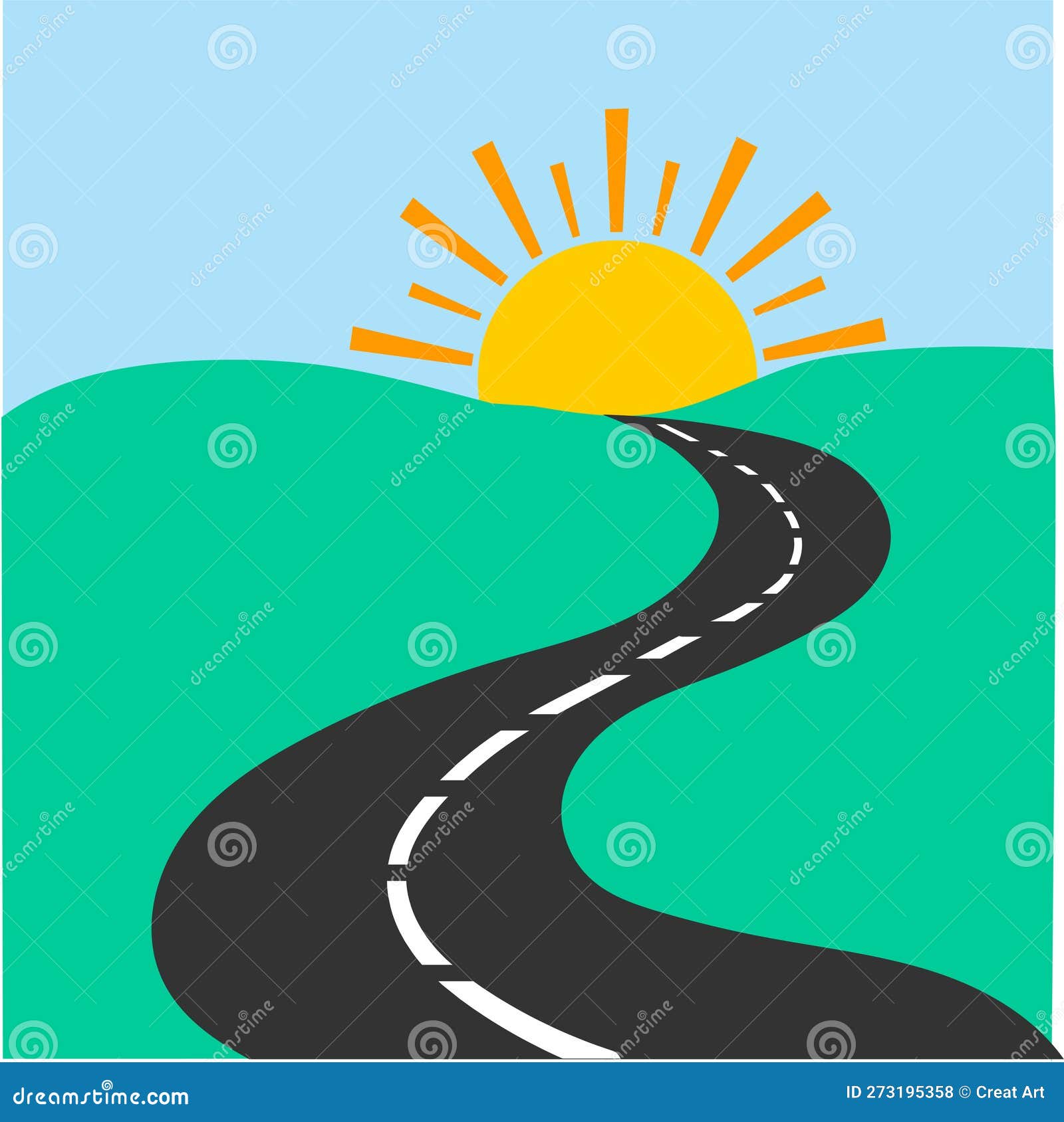 Road To Sun Rise Vector Illustration Stock Vector - Illustration of ...